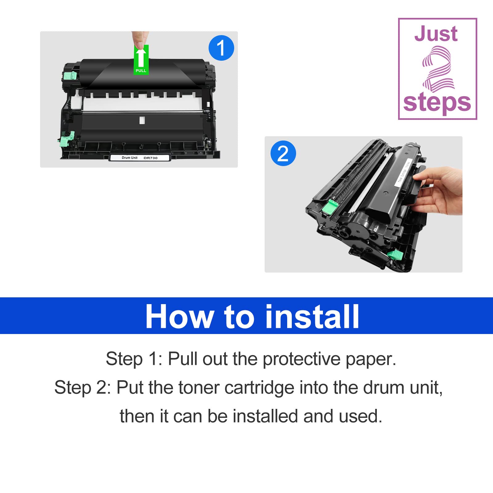 Compatible Drum Unit Replacement for Brother DR-730 DR730 DR760 DR 760 with Long Life OPC (1 Pack Drum Unit ONLY, NOT Toner)