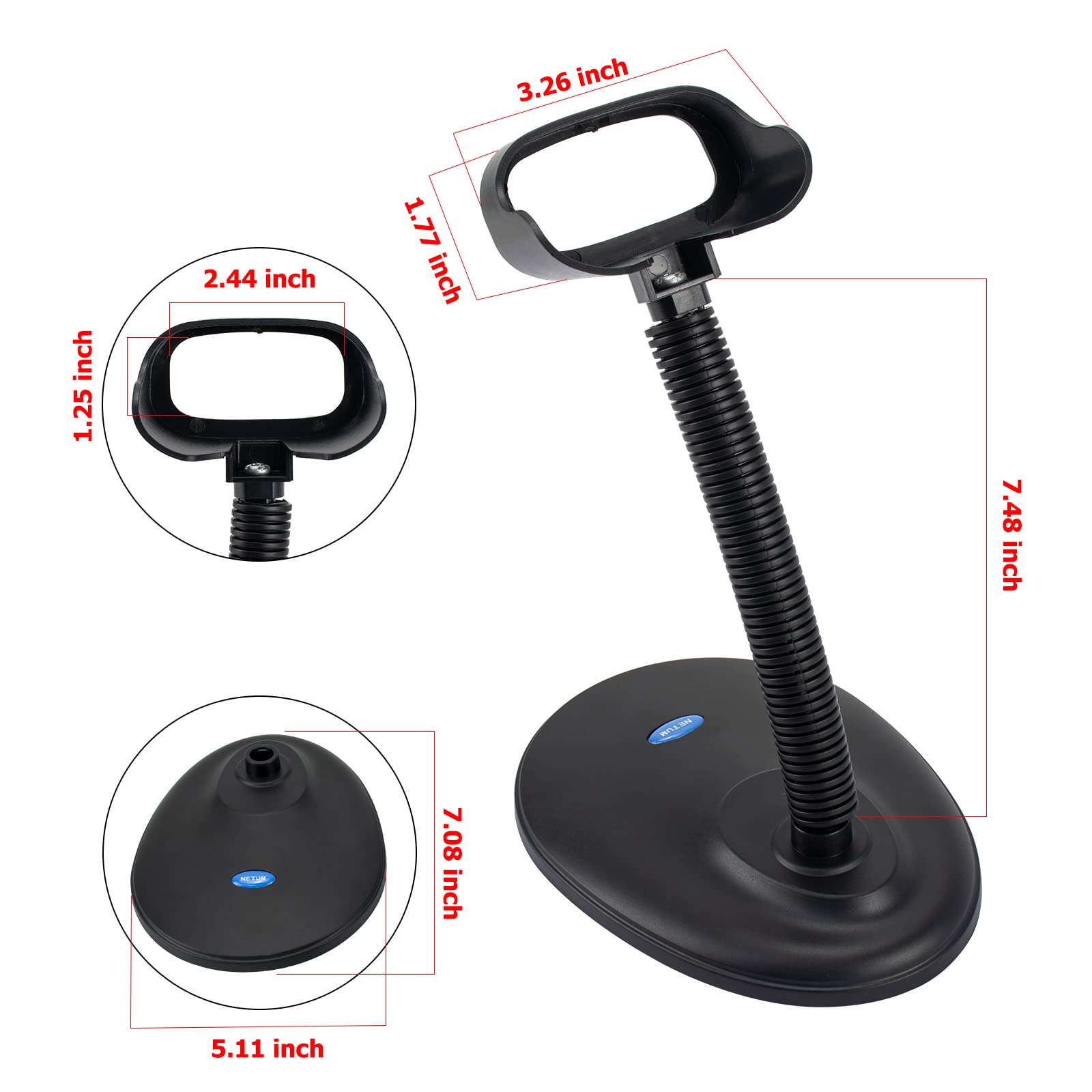 NETUM Adjustable Barcode Scanner Stand Hands Free Barcode Scanning Bar-Code Reader Cradle Holder Adjustable Goose Neck Stand for NT-1698W NT1698LY NT-1228BL NT-1228BC