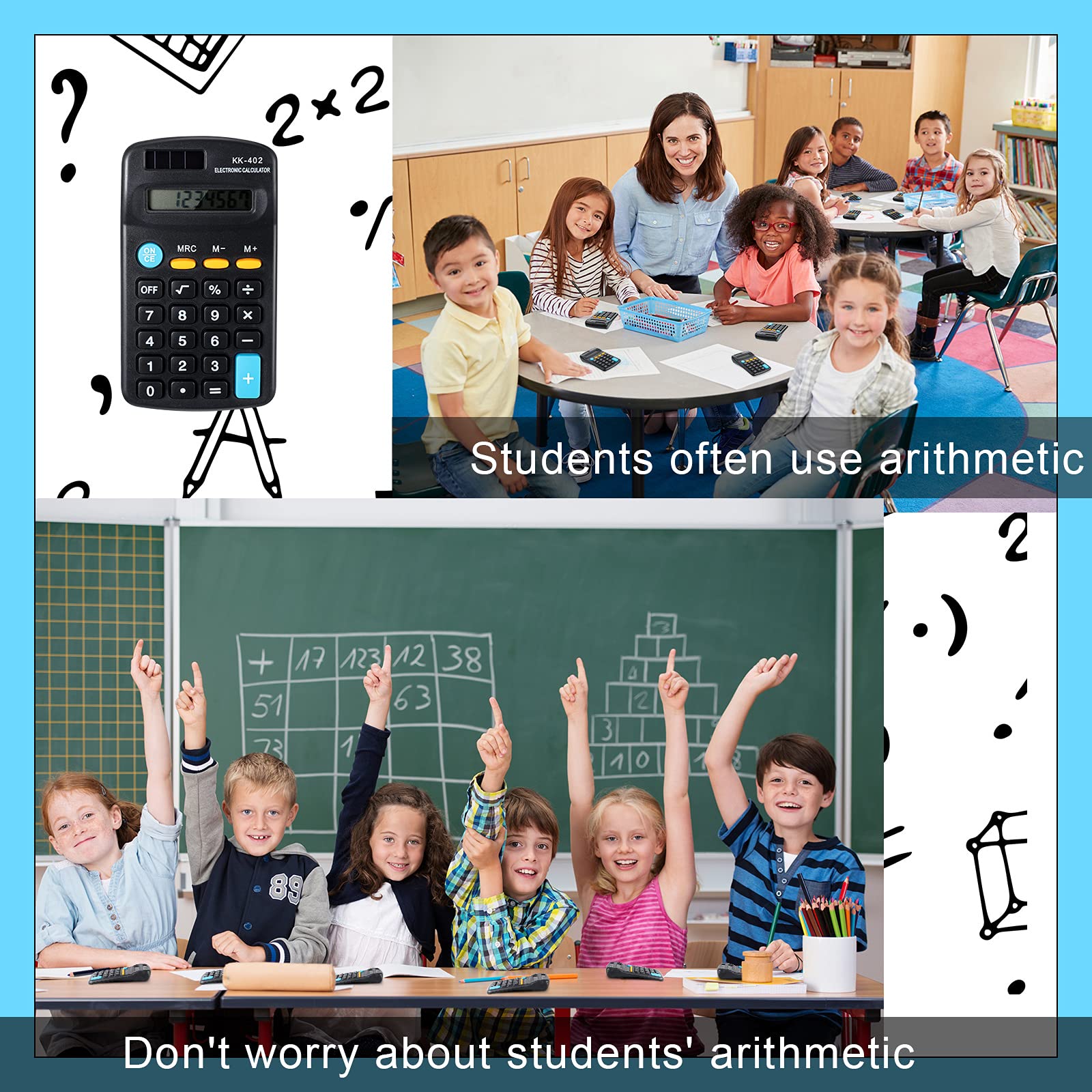 12 Pieces Pocket Size Mini Calculators Handheld Angled 8-Digit Display Calculator Basic Standard Calculators Small Accounting Desktop Calculator for Office School and Home