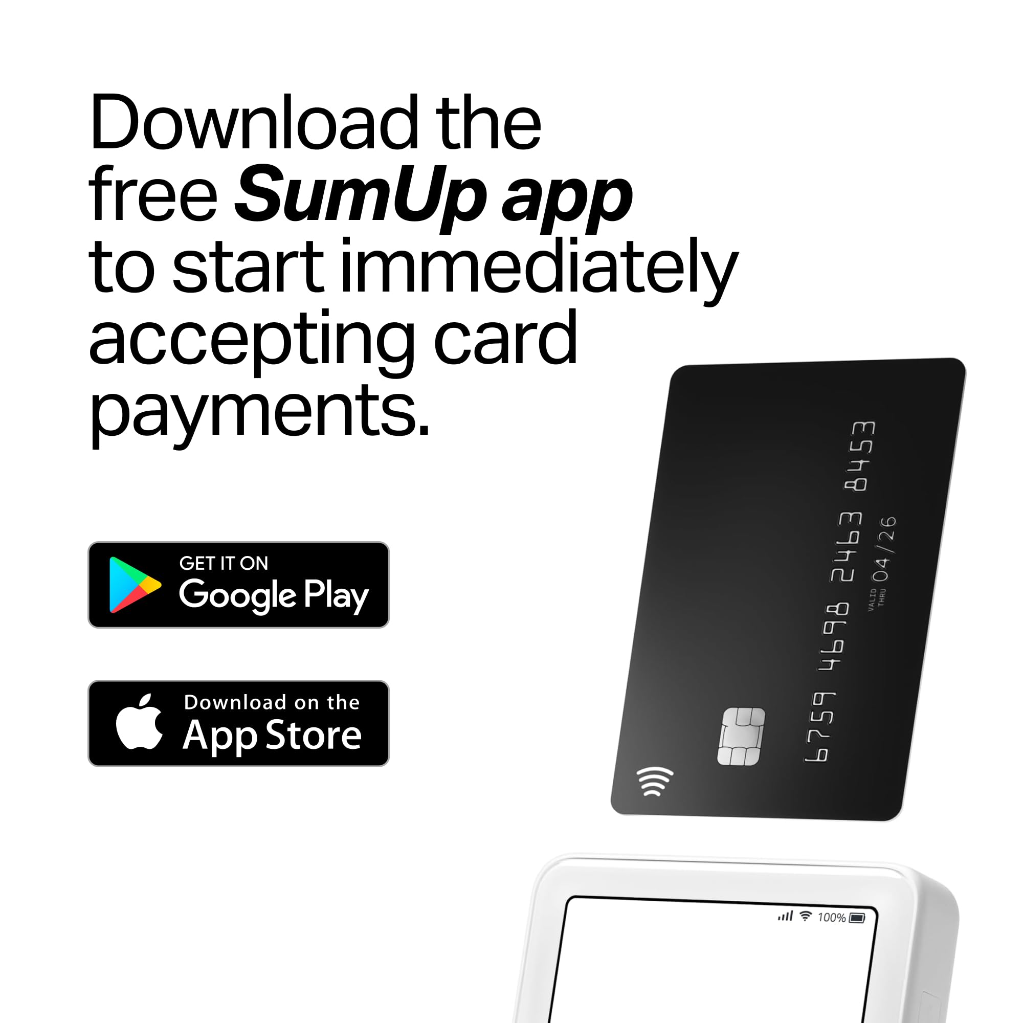 SumUp Solo Credit Card Payment Card Reader with Charging Station. Full Touch-Screen Interface with Free SIM Card and Mobile Data (SumUp Solo)