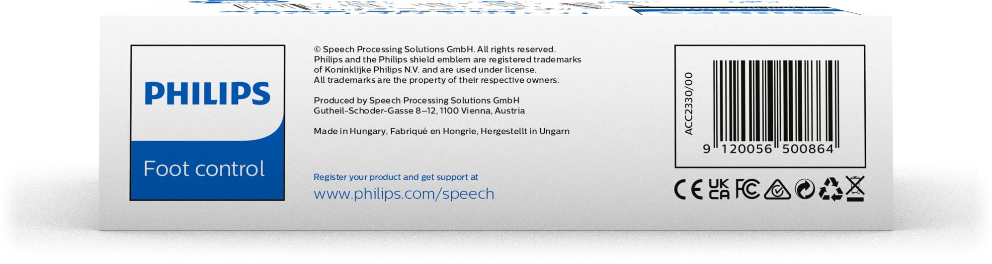 Philips ACC2330 4-Pedal Foot Control for Digital Systems for Professional Dictation with Toe Touch Control