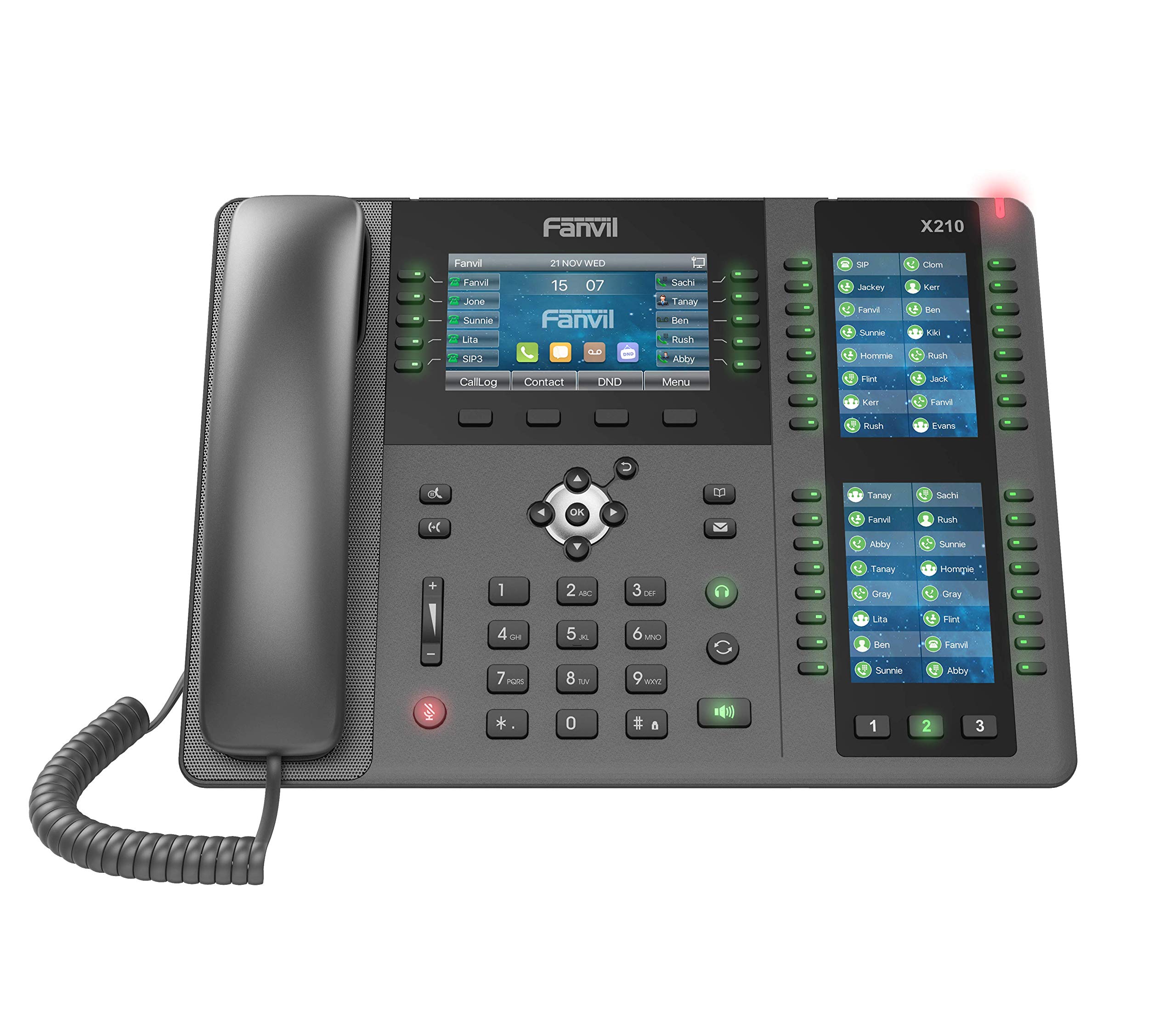 Fanvil X210 Enterprise VoIP Phone, 4.3-Inch Color Display, Two 3.5-Inch Side Color Displays for DSS Keys. 20 SIP Lines, Dual-port Gigabit Ethernet, Power Adapter Not Included