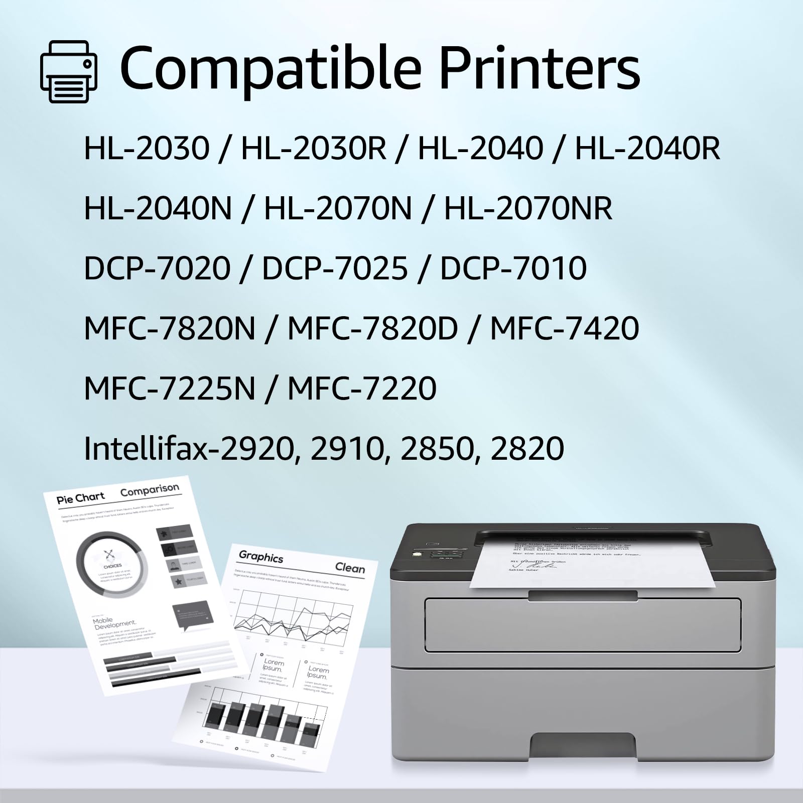 greencycle 1 Pack TN350 TN-350 Black Toner Cartridge Replacement Compatible for Brother MFC-7420 MFC-7820n DCP-7020 Printers