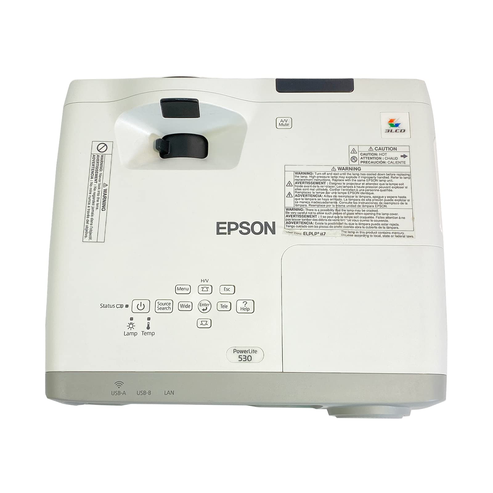 Epson PowerLite 530 XGA 3LCD Projector, White