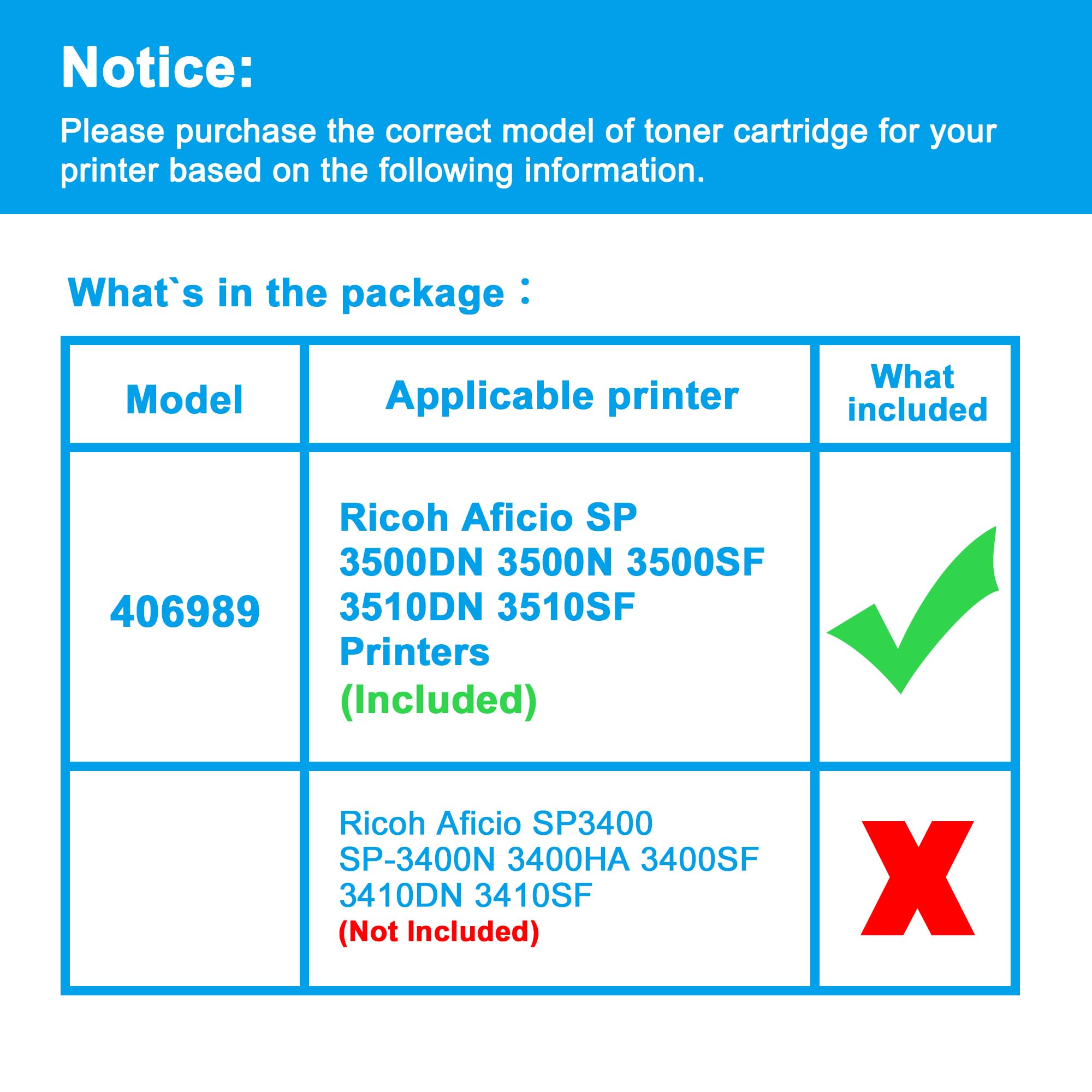 LCL Compatible Toner Cartridge Replacement for Ricoh 406989 SP 3500DN 3500N 3500SF 3510DN 3510SF (1-Pack Black)