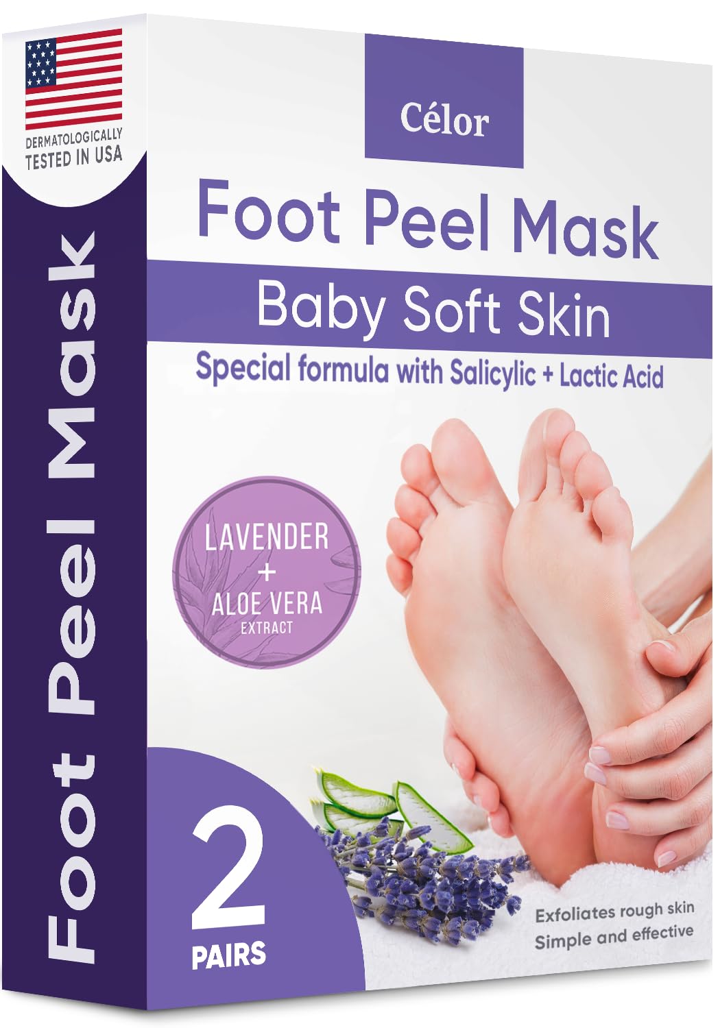 Foot Peel Mask (2 Pairs) - Foot Mask for Baby soft skin - Remove Dead Skin | Foot Spa Foot Care for women Peel Mask with Lavender and Aloe Vera Gel for Men and Women Feet Peeling Mask Exfoliating