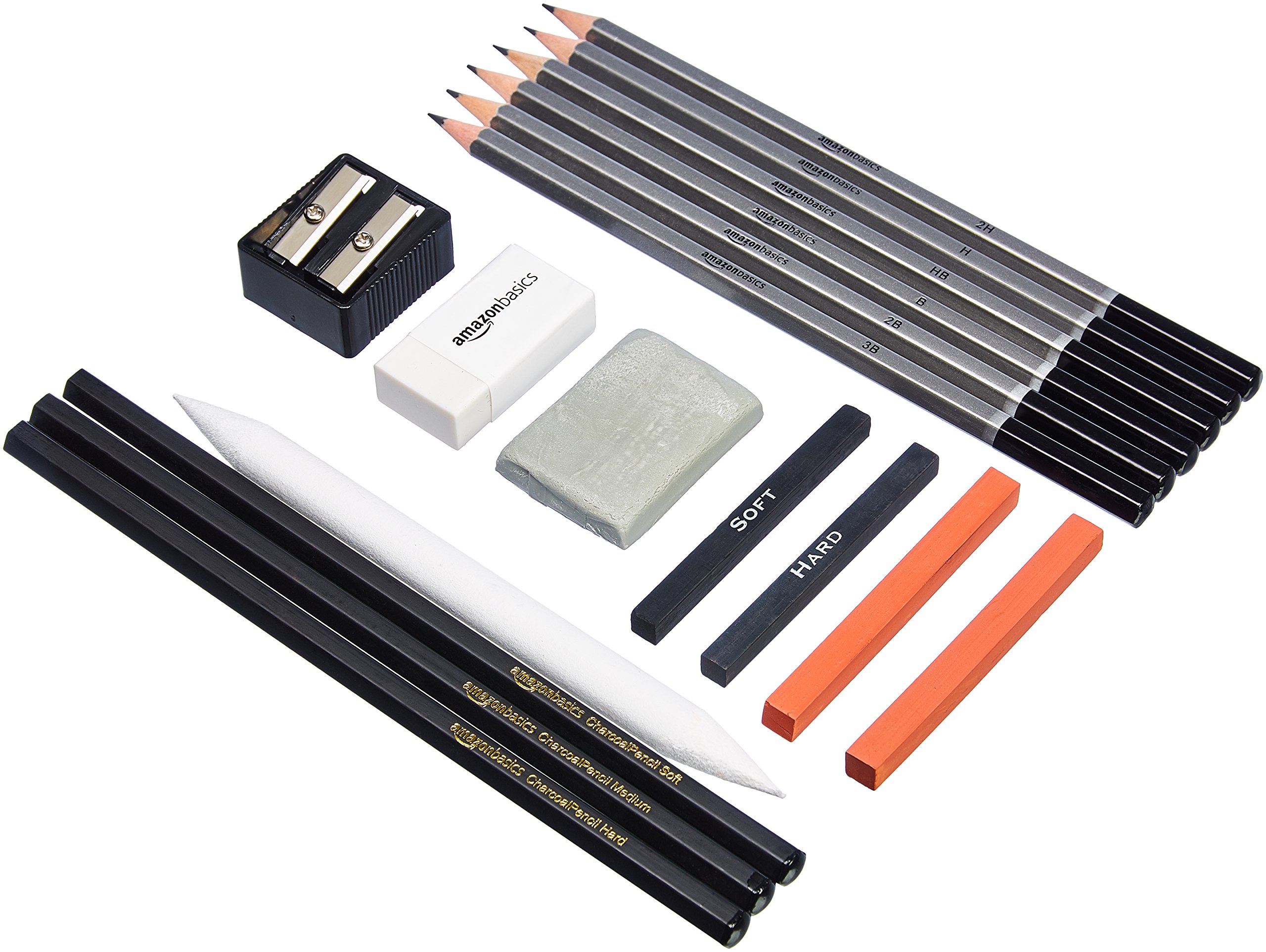 Amazon Basics Sketch and Drawing Art Pencil Kit - 17 Piece Set