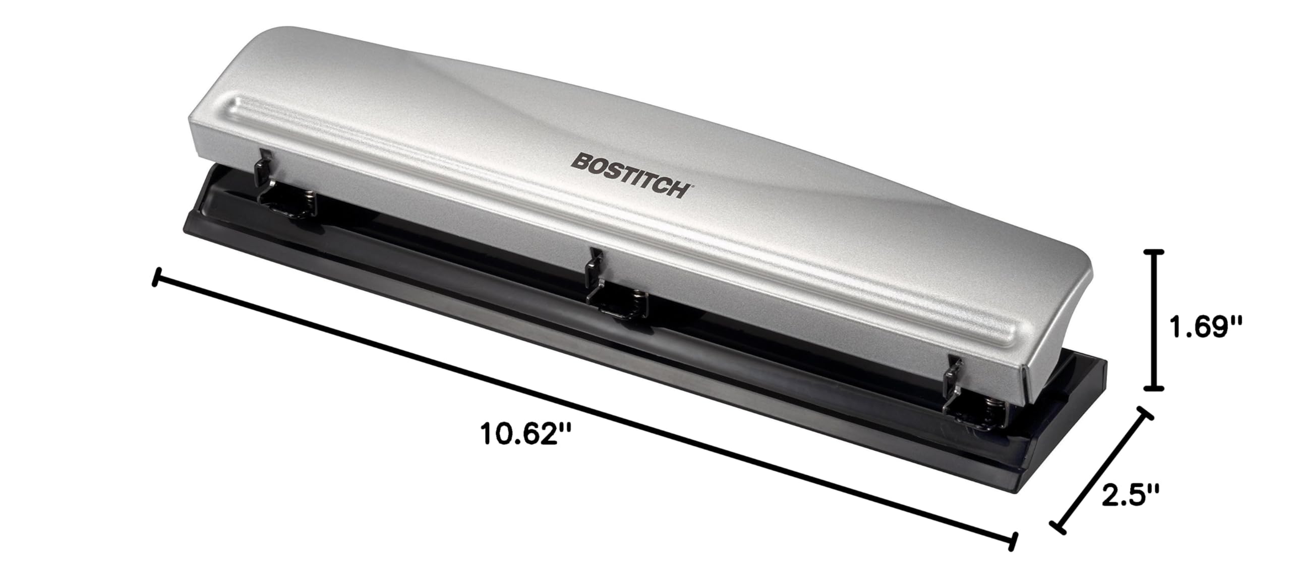 Bostitch Office 3 Hole Punch, 12 Sheet Capacity, All-Metal, Silver