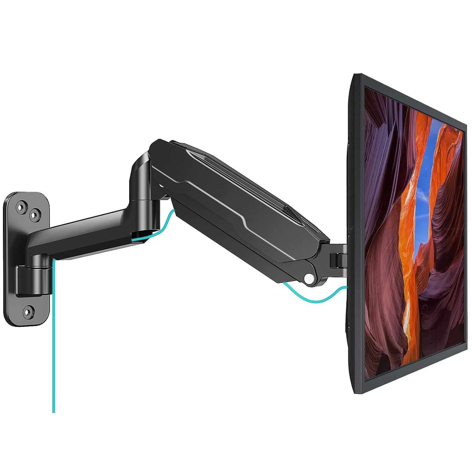 MOUNT PRO Single Monitor Wall Mount for 13 to 32 Inch Computer Screens, Gas Spring Wall Monitor Arm Holds Up to 17.6lbs, Full Motion Adjustable Wall Monitor Mount, VESA Mount 75x75, 100x100