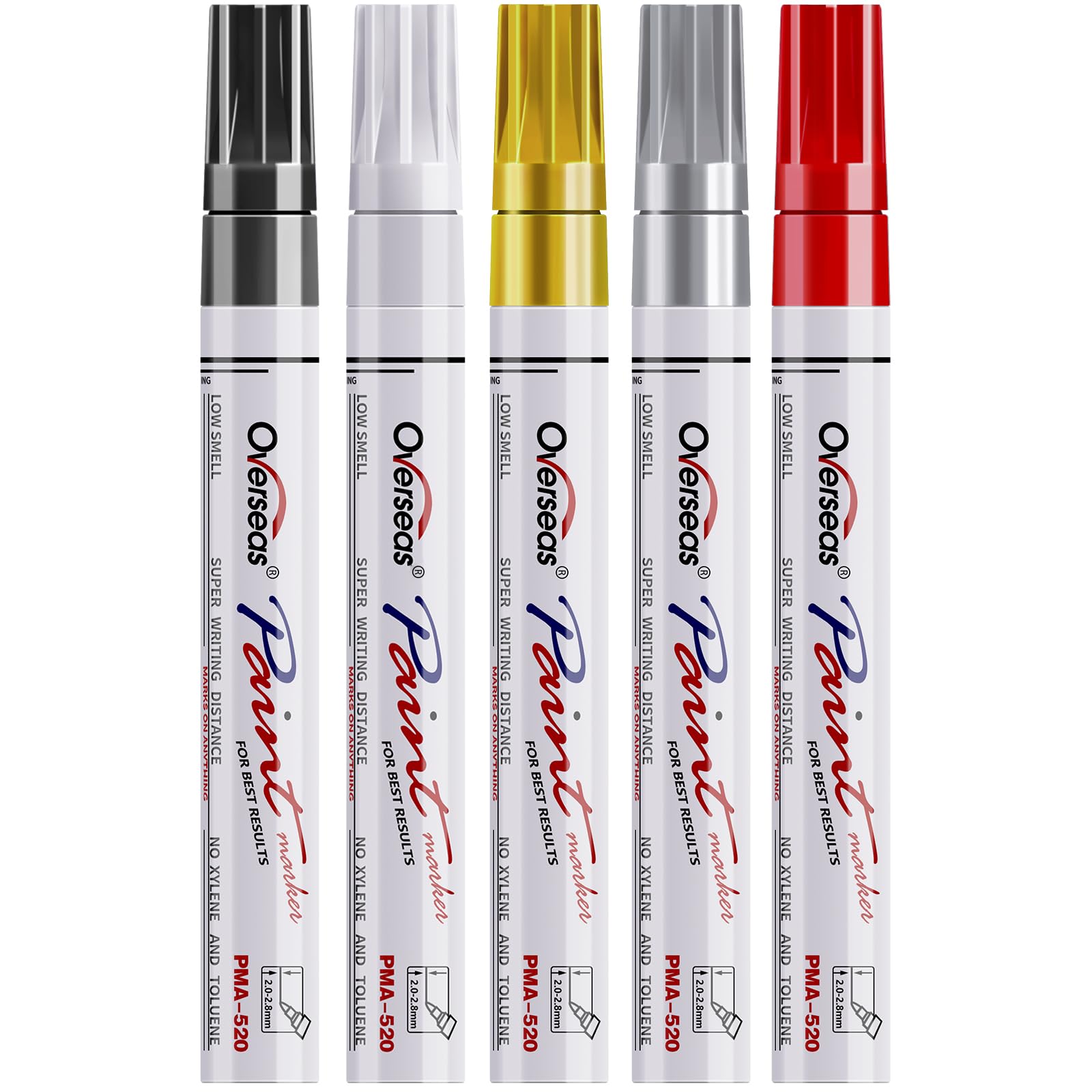 Paint Marker Pens - 5 Pack Permanent Oil Based Paint Markers, Medium Tip, Quick Dry and Waterproof Assorted Color Marker for Rock, Wood, Fabric, Plastic, Canvas, Glass, Mugs, Canvas, Glass