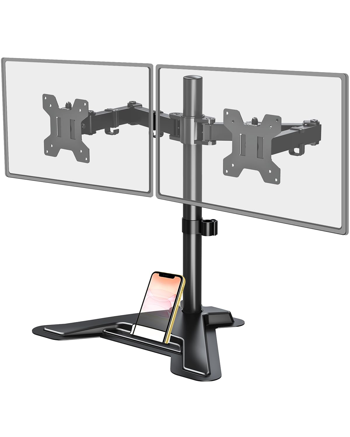 MOUNT PRO Dual Monitor Stand - Free Standing Full Motion Monitor Desk Mount Fits 2 Screens up to 27 inches,17.6lbs with Height Adjustable, Swivel, Tilt, Rotation, VESA 75x75 100x100