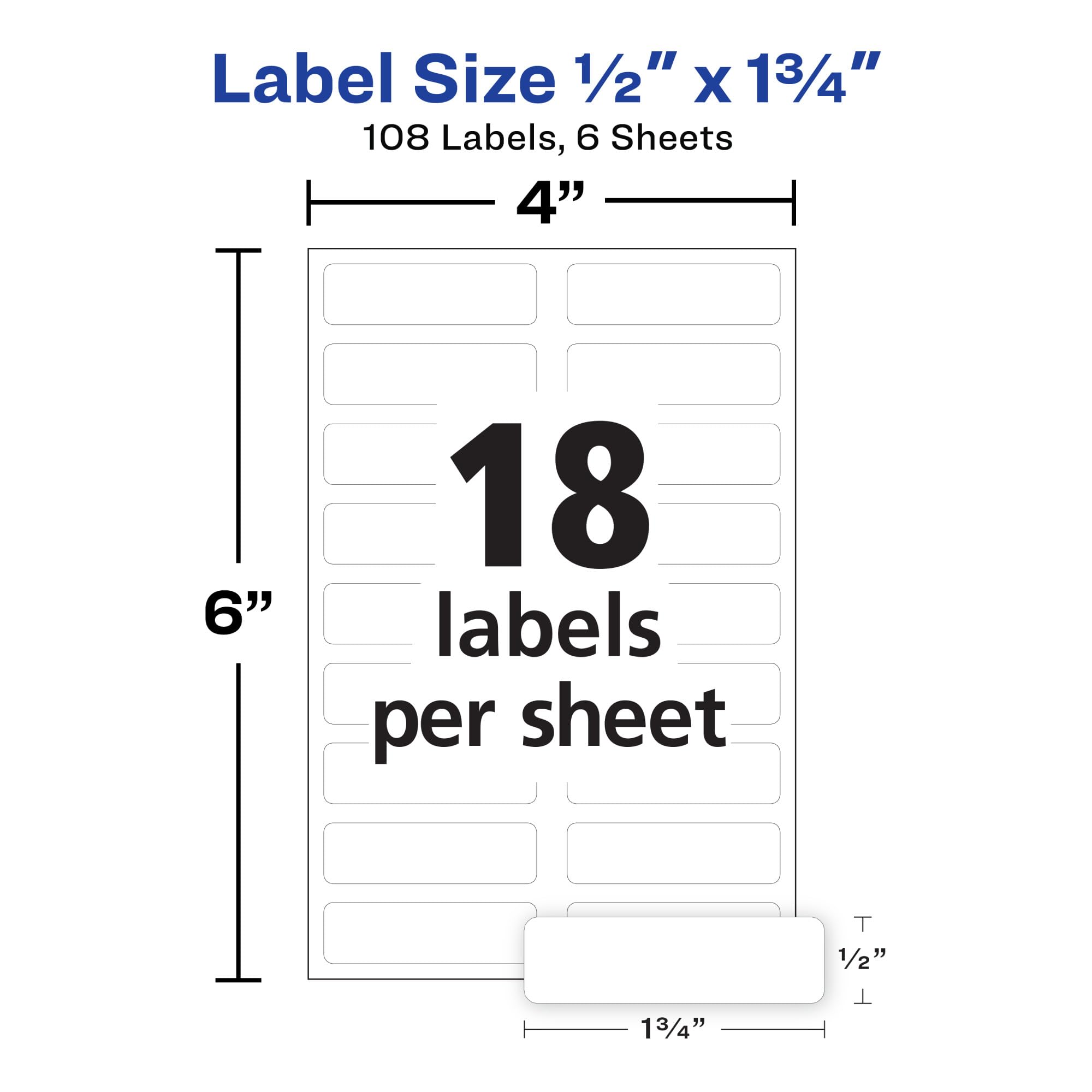 Avery No Iron Fabric Labels, 0.5β x 1.75β, Matte White, Handwrite Only, 2 Pack, 108 Labels Total (32130)