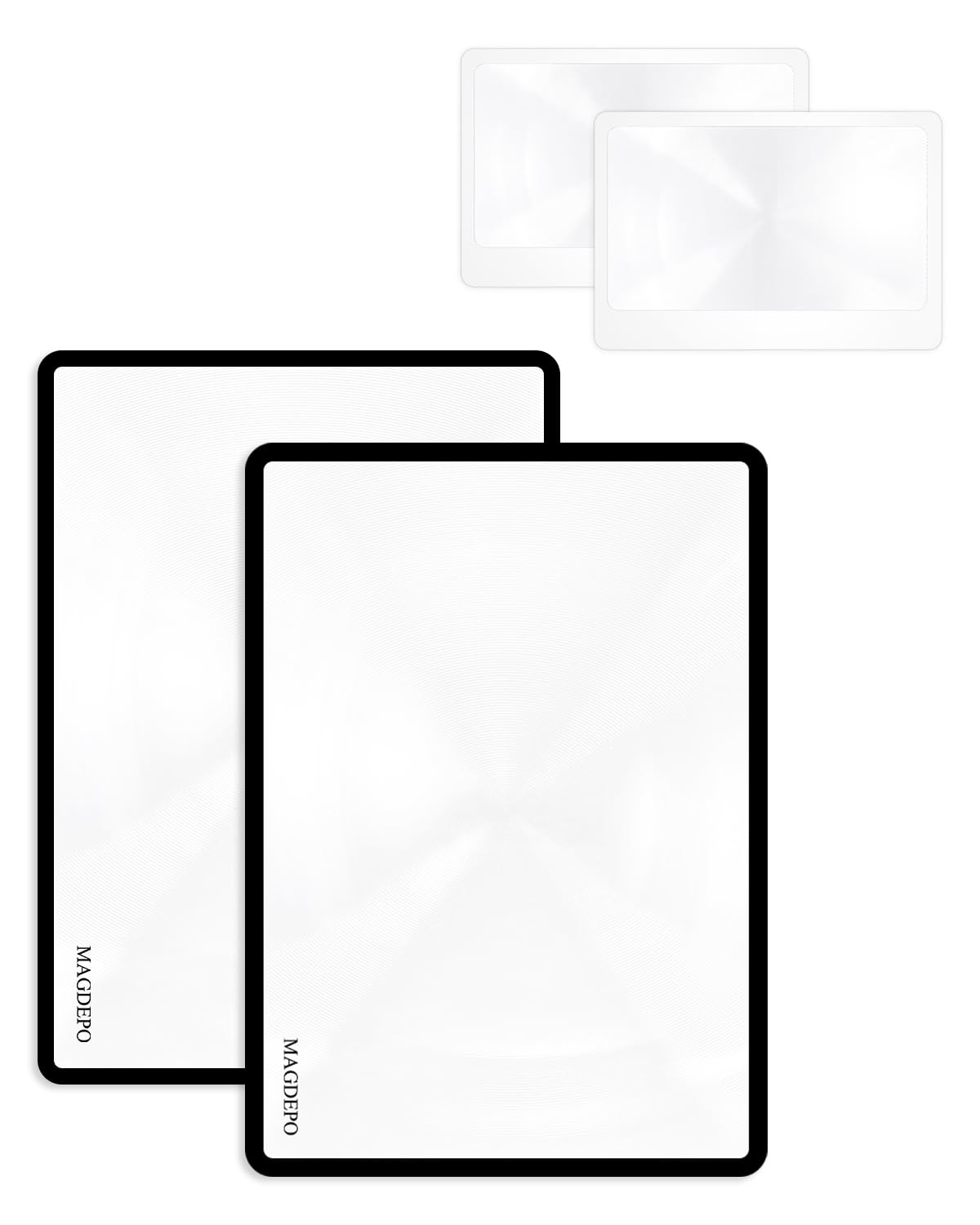 MAGDEPO Page Magnifying Sheet 3X Lightweight Optical Plastic Fresnel Lens with 3X Card Magnifiers, for Reading Small Prints, Map, Book, Magazine, etc.