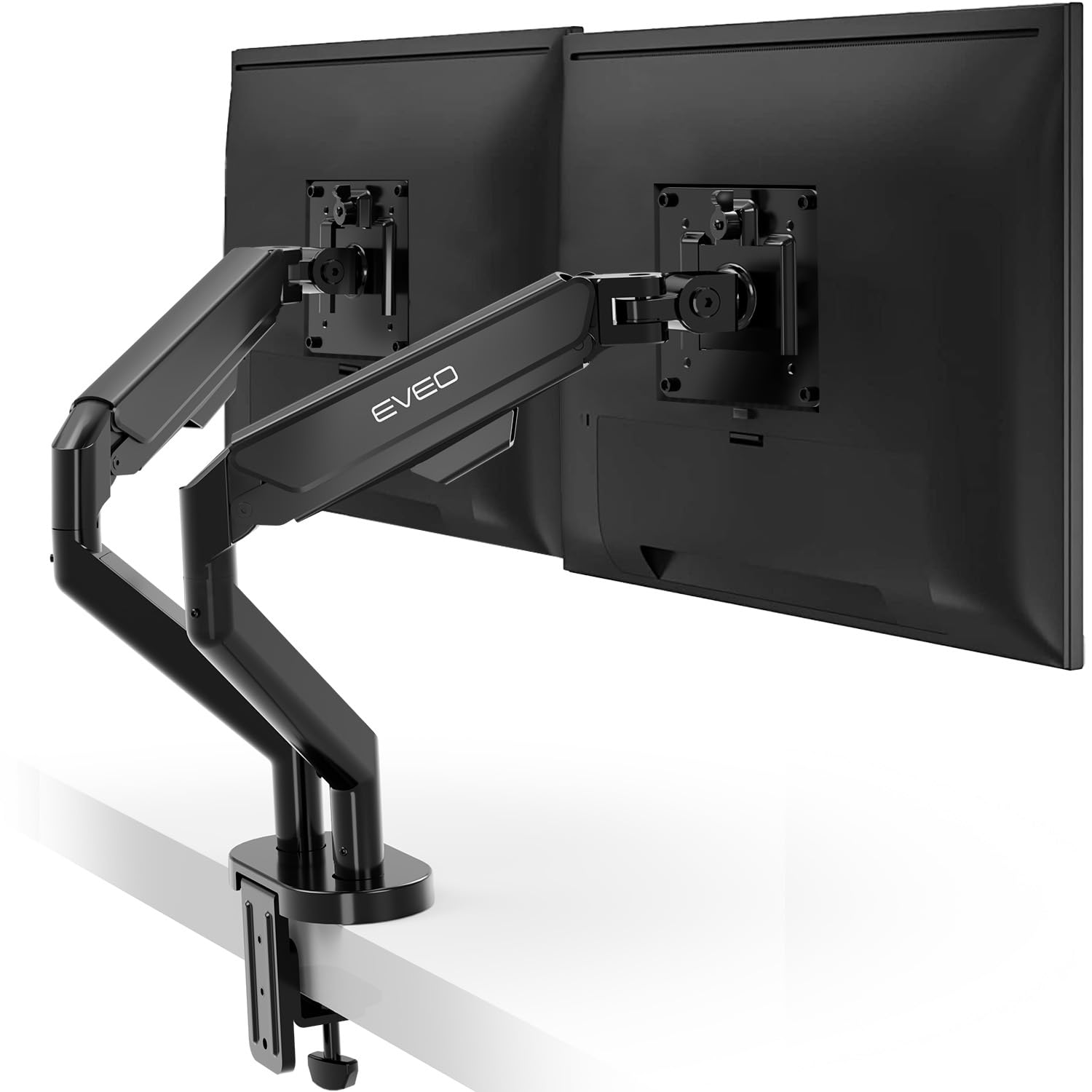 EVEO Premium Dual Monitor Stand 10-32”,Dual Monitor Mount VESA Bracket, Adjustable Height Gas Spring Monitor Stand for Desk Screen - Full Motion Dual Monitor Arm-Computer Monitor Stand for 2 Monitors
