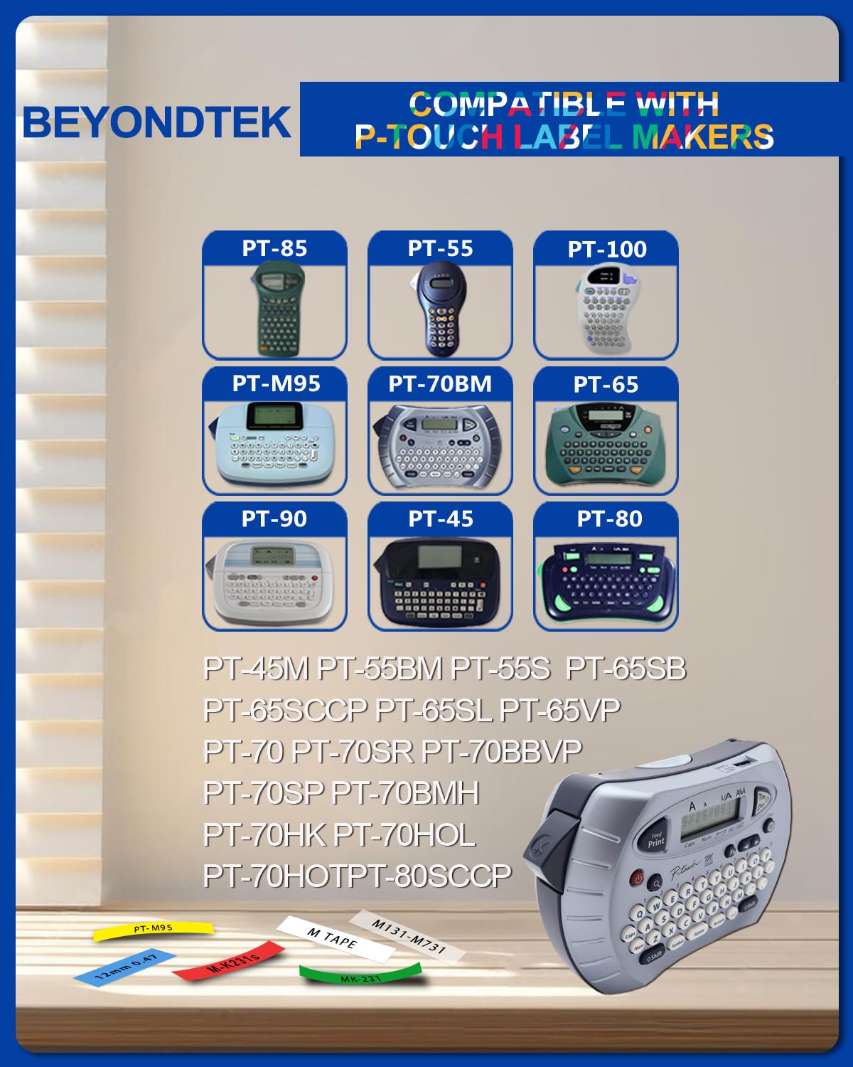 6-Pack Compatible with Brother P-Touch M-231 M Tape M-K 131 MK 231 431 531 631 731 Label Tape for Brother PT-65 PT-90 PT-M95 PT-70BM PT-45 Label Maker Tape 12mm 0.5 Inch x 26.2 Ft