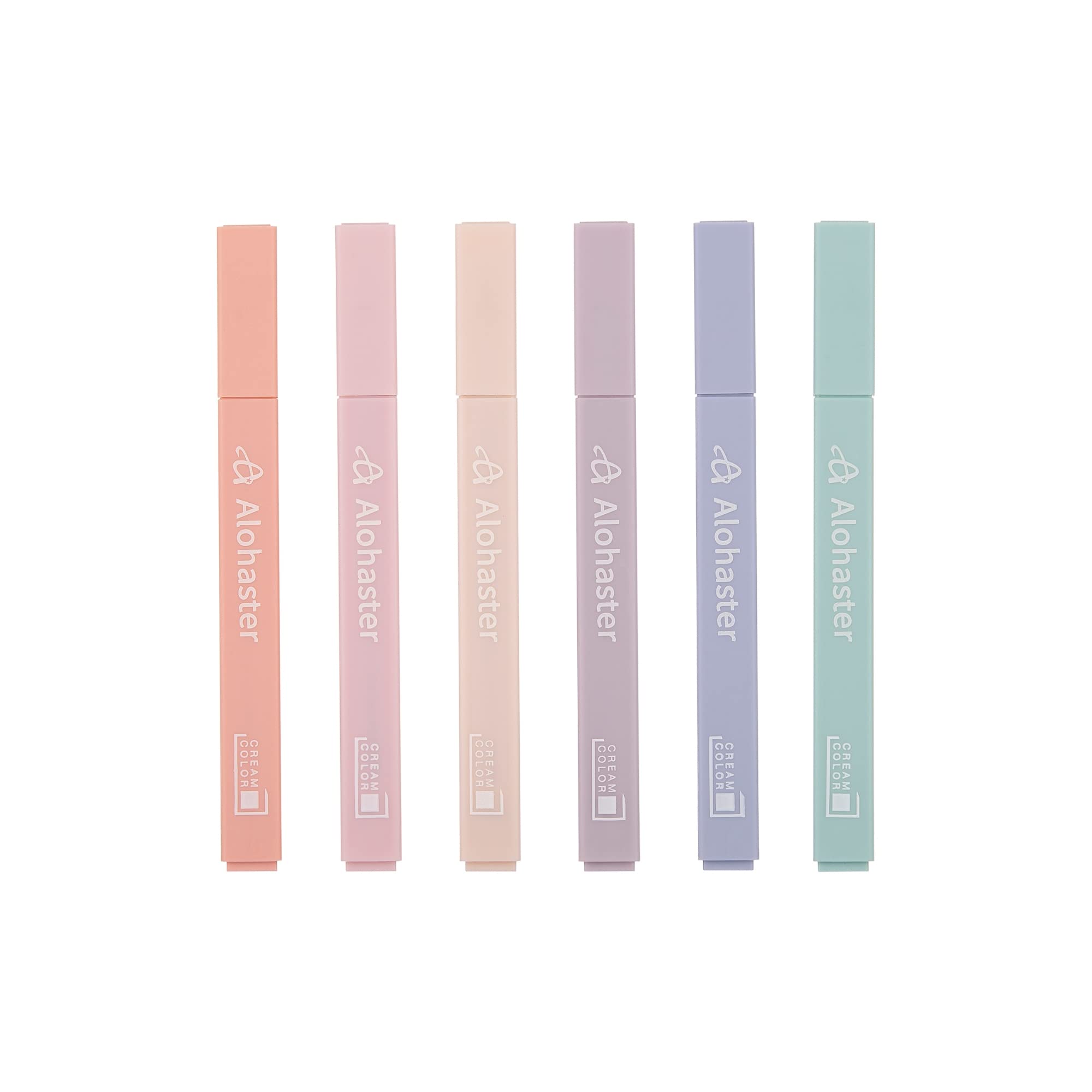 Alohaster HPSIZEE Aesthetic Cute Highlighters Mild Assorted Colors With Soft Chisel Tip, No Bleed Dry Fast Easy to Hold, for Journal Bible Planner Notes School Office Supplies, 6 Pack - Youth