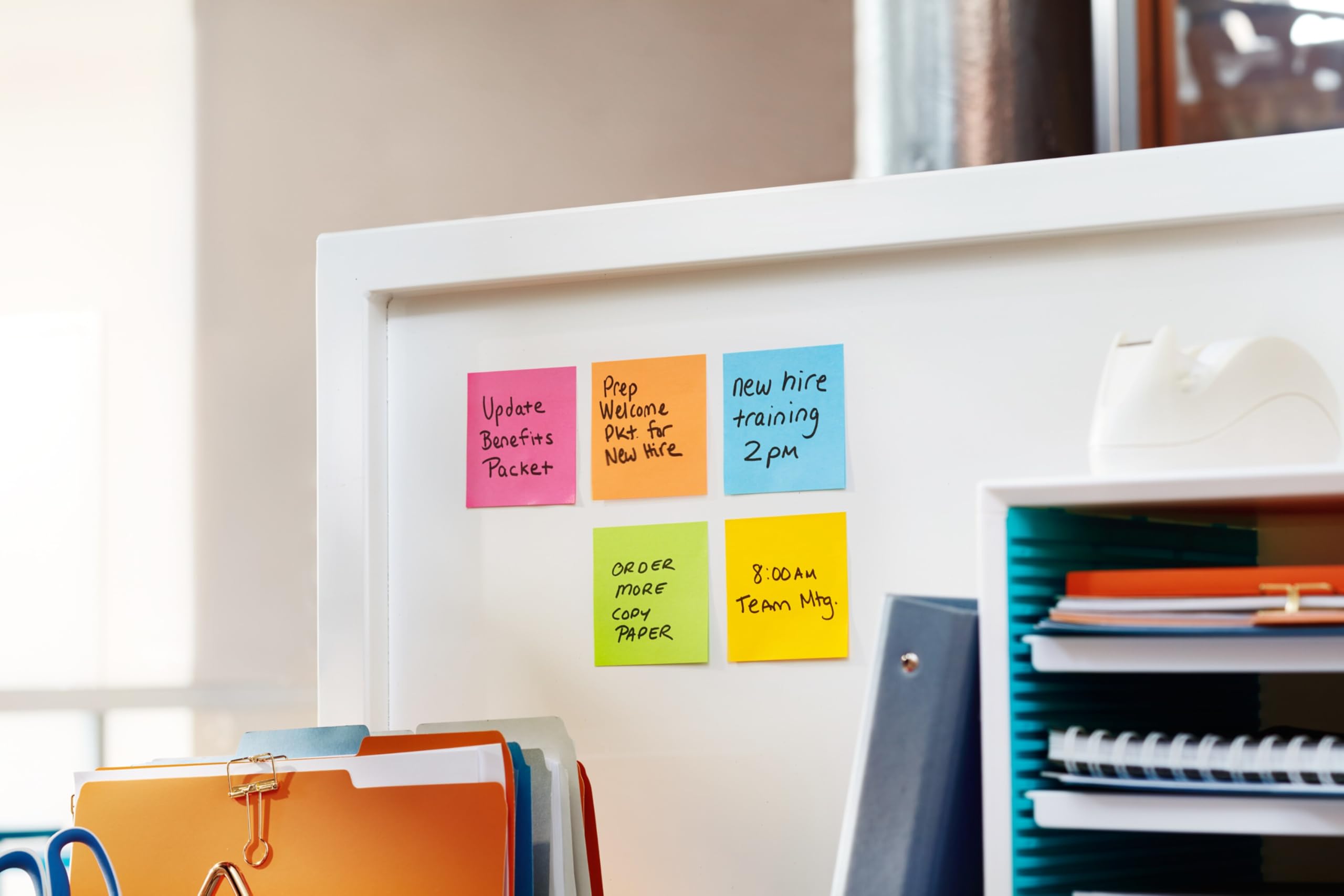 Post-it Super Sticky Notes, 3x3 in, 24 Pads, 2x the Sticking Power, Energy Boost, Bright Colors (Orange, Pink, Blue, Green),Recyclable (654-6SSAU)