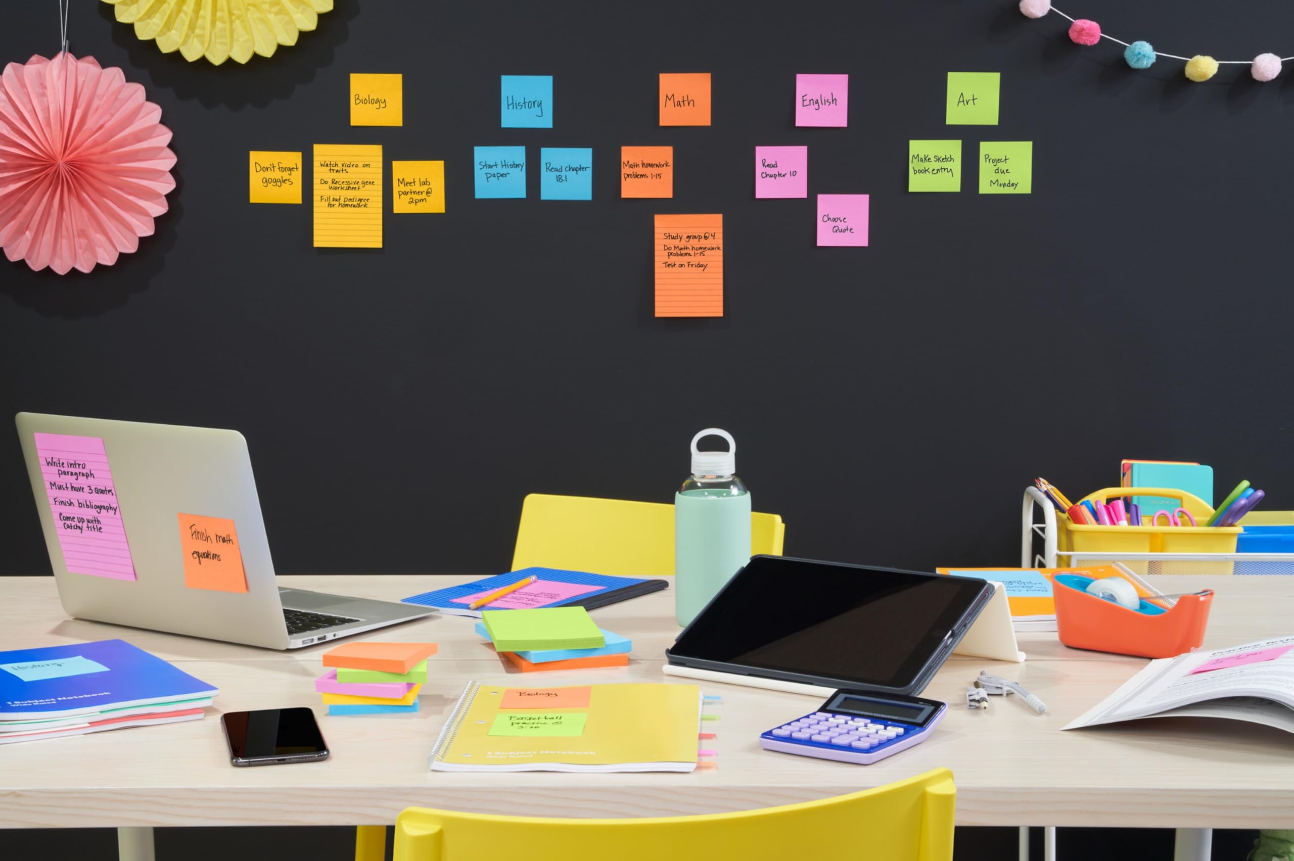 Post-it Super Sticky Notes, 3x3 in, 24 Pads, 2x the Sticking Power, Energy Boost, Bright Colors (Orange, Pink, Blue, Green),Recyclable (654-6SSAU)