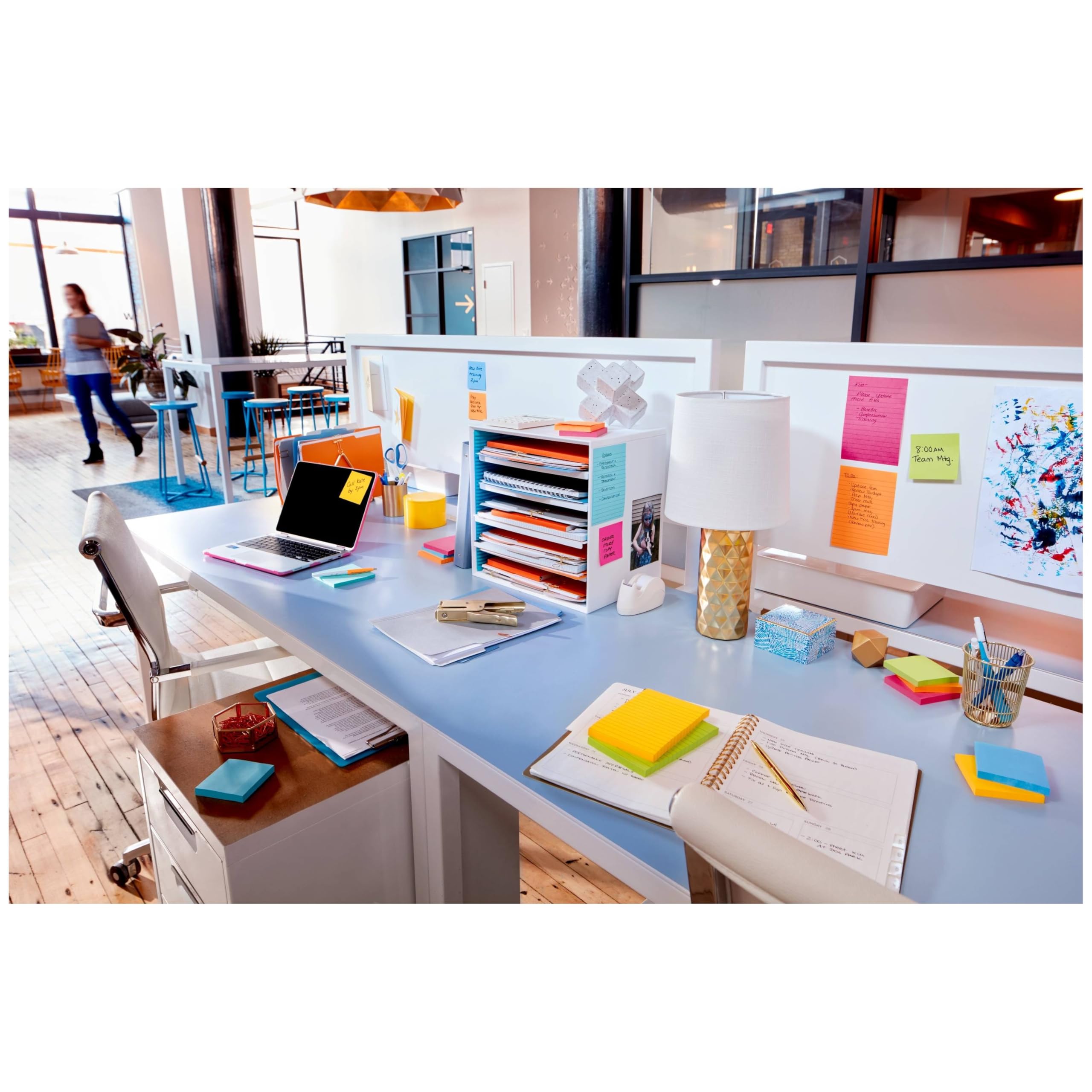 Post-it Super Sticky Notes, 3x3 in, 24 Pads, 2x the Sticking Power, Energy Boost, Bright Colors (Orange, Pink, Blue, Green),Recyclable (654-6SSAU)
