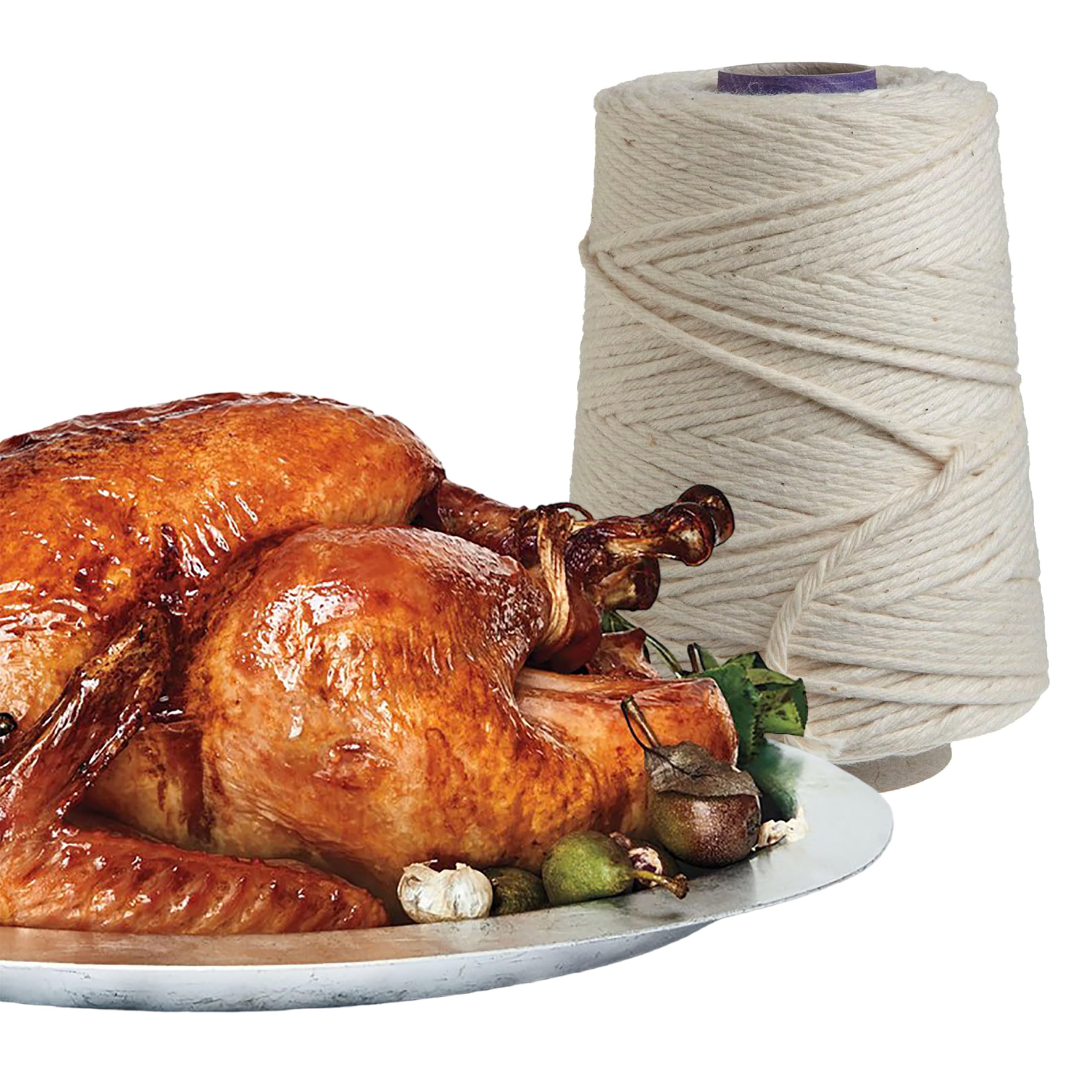 Regency Wraps Cotton Butchers Cooking Twine For Meat Trussing, Food Prep, Natural, 500 ft Cone (Pack of 1)