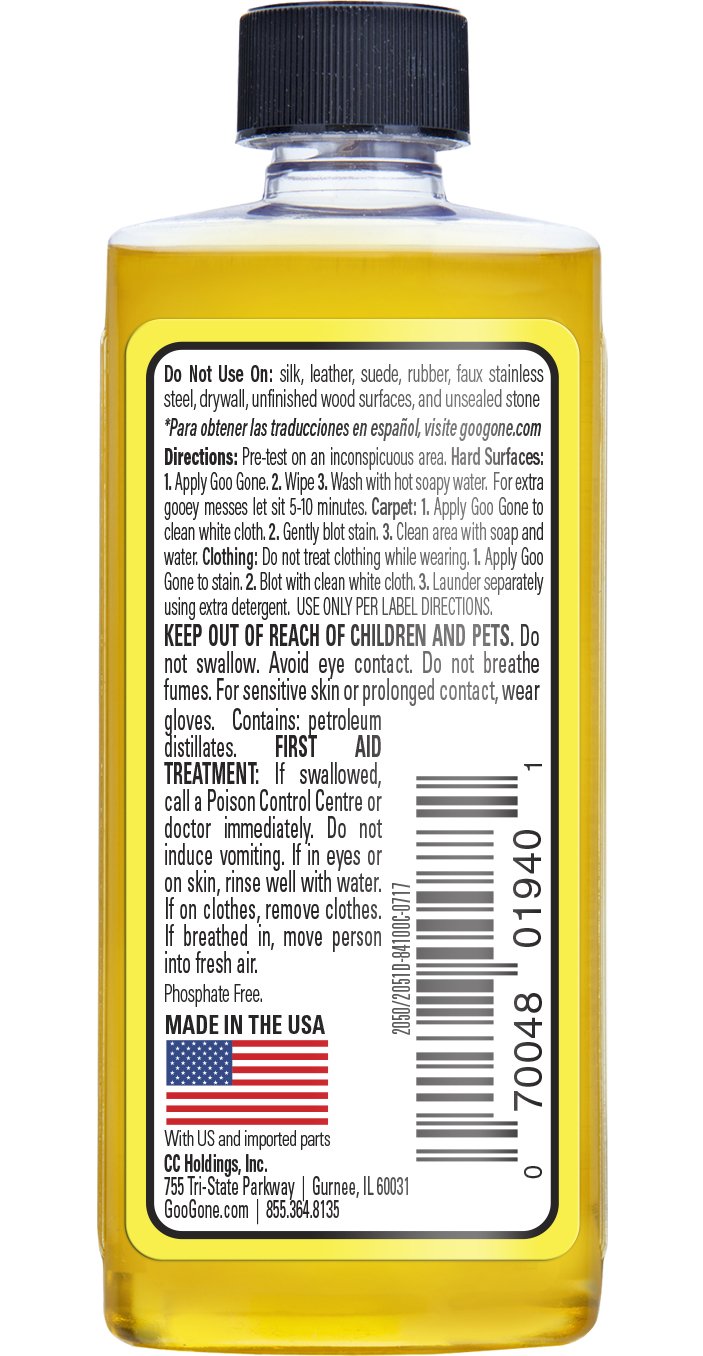 Goo Gone Original - 2 Ounce - Surface Safe Adhesive Remover Safely Removes Stickers Labels Decals Residue Tape Chewing Gum Grease Tar