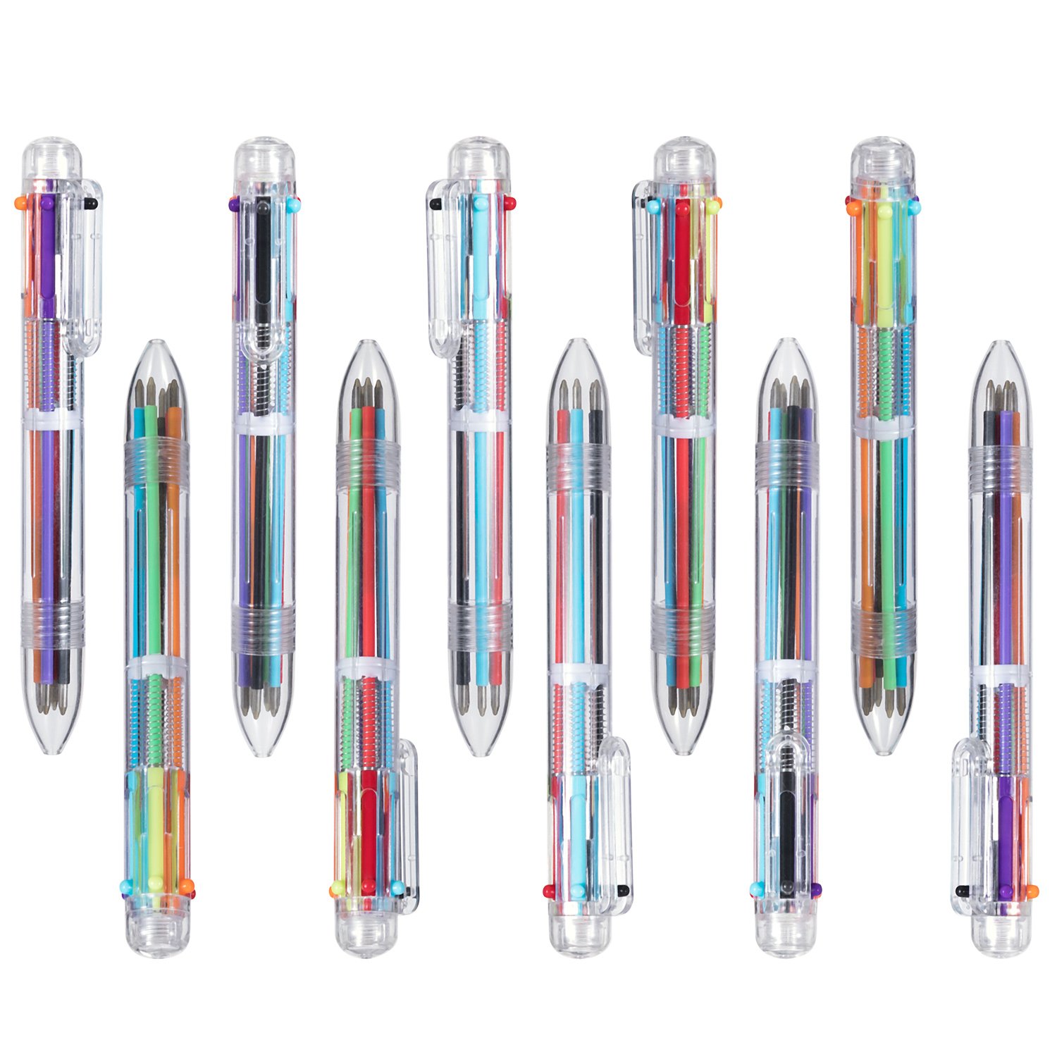 Favide 22 Pack 0.5mm 6-in-1 Multicolor Ballpoint Pen,6-Color Retractable Ballpoint Pens for Office School Supplies Students Children Gift,Kids Party Favors