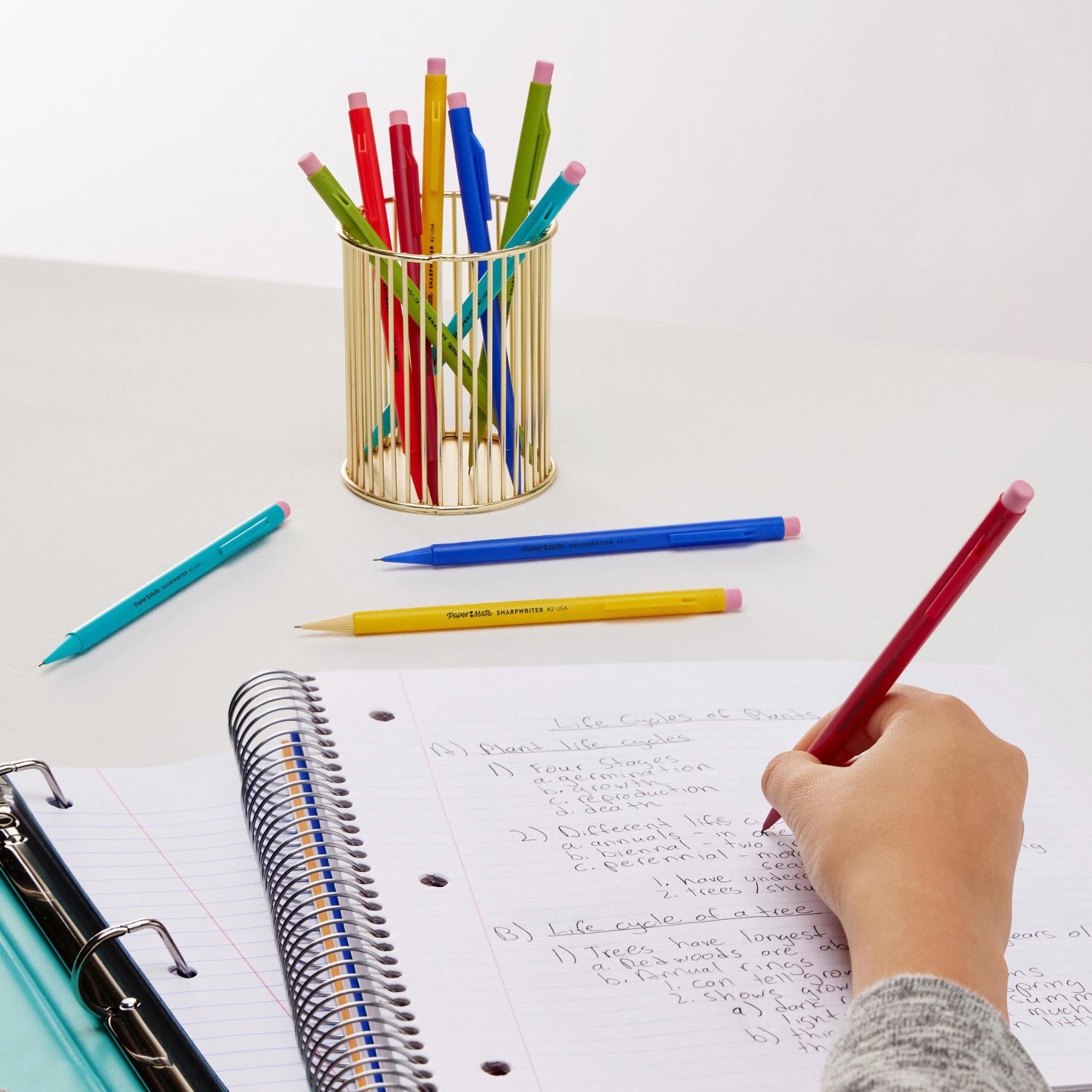 Paper Mate Mechanical Pencils, SharpWriter Pencils, 0.7mm, HB #2, Yellow, 36 Count