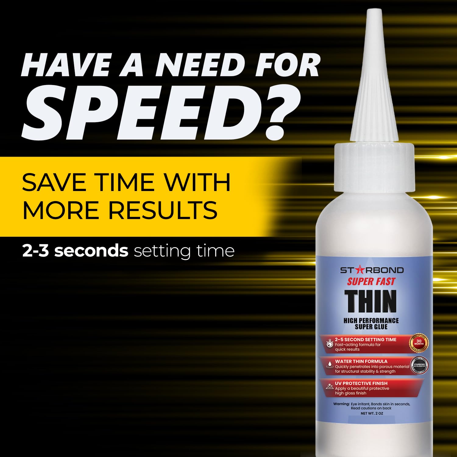 STARBOND EM-02 Super Fast Thin, Premium Instant CA (Cyanoacrylate Adhesive) Super Glue Plus Extra Cap and Microtips, 2 oz. (for Woodturning, Pen Turning, Hobby, Stabilizing, Finish, Inlay)