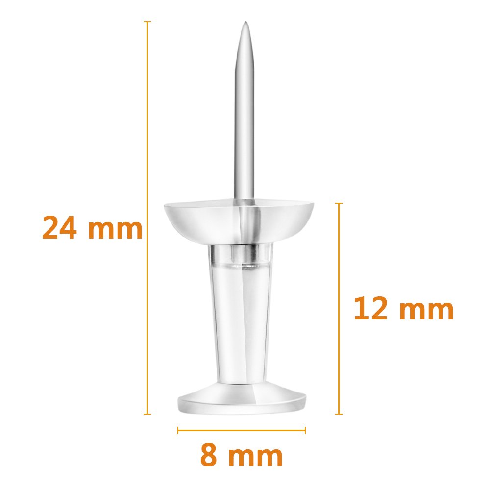 Yalis Push Pins 600 Count, Standard Clear Thumb Tacks Steel Point and Clear Plastic Head