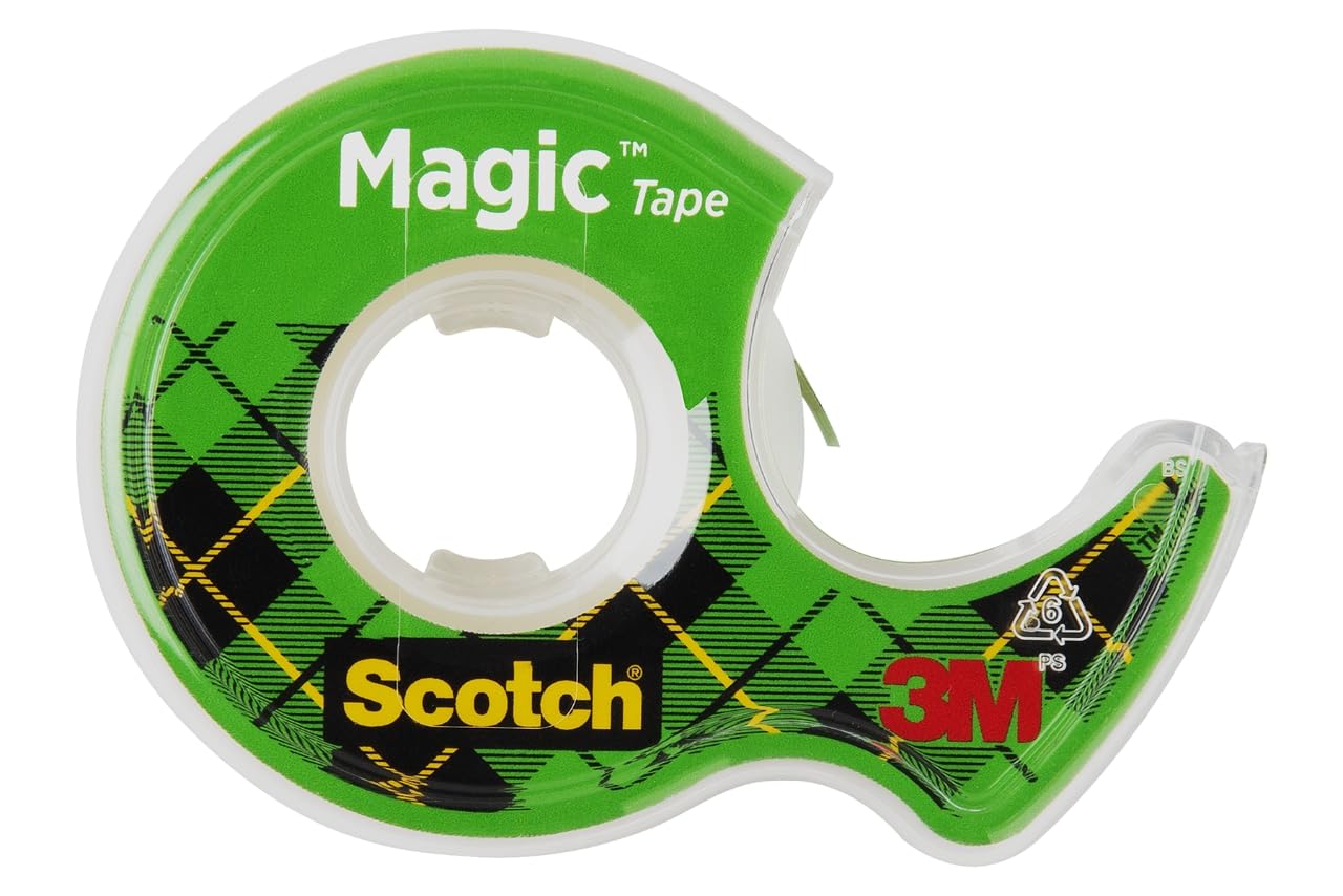 Scotch Magic Tape, 1 Roll, Great for Gift Wrapping, Numerous Applications, Invisible, Engineered for Repairing, 1/2 x 800 Inches, Dispensered (119)