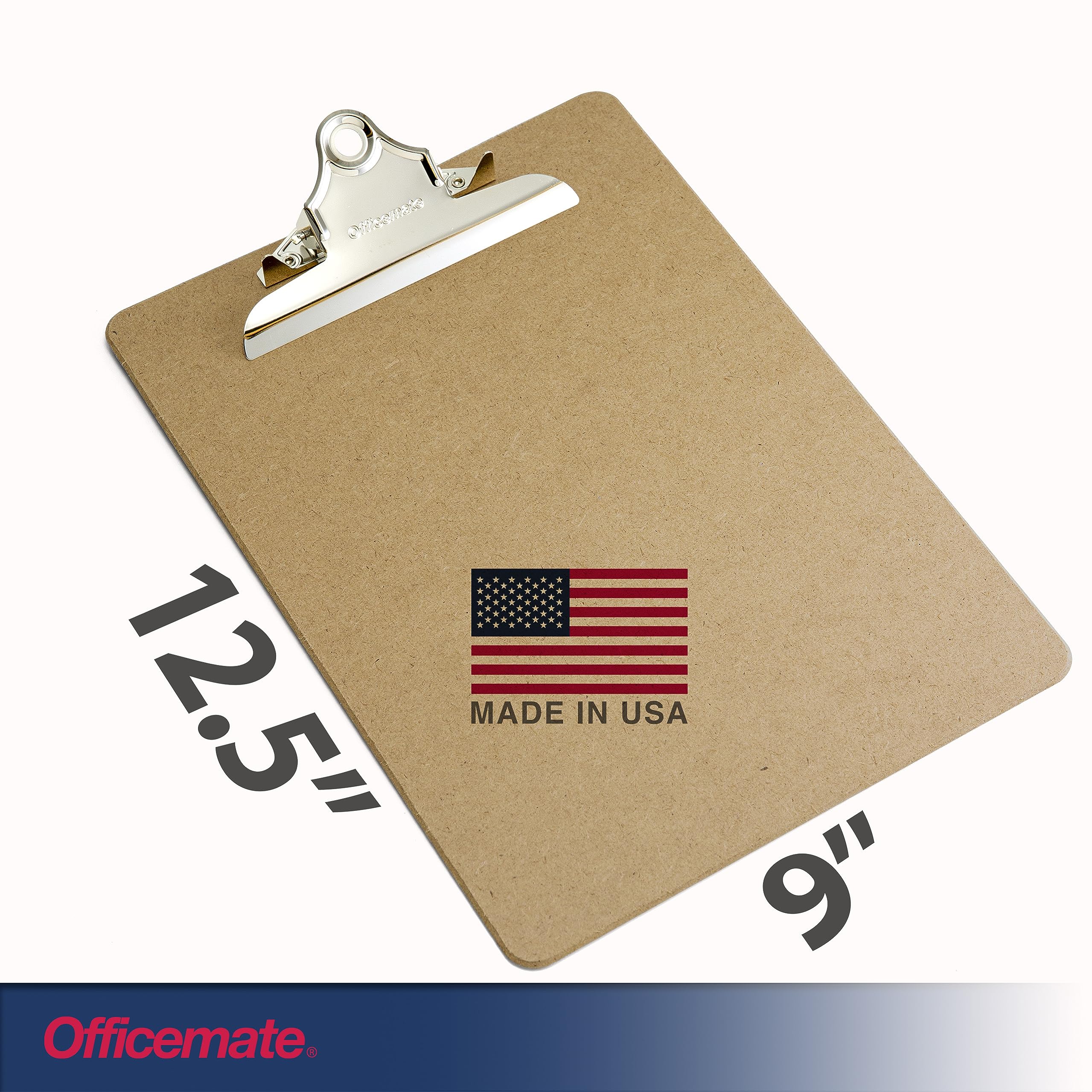 Officemate Recycled Wood Clipboard, 6 Inch Clip, 1 Pack Clipboard, Letter Size (9 x 12.5 Inches), Brown (83100)