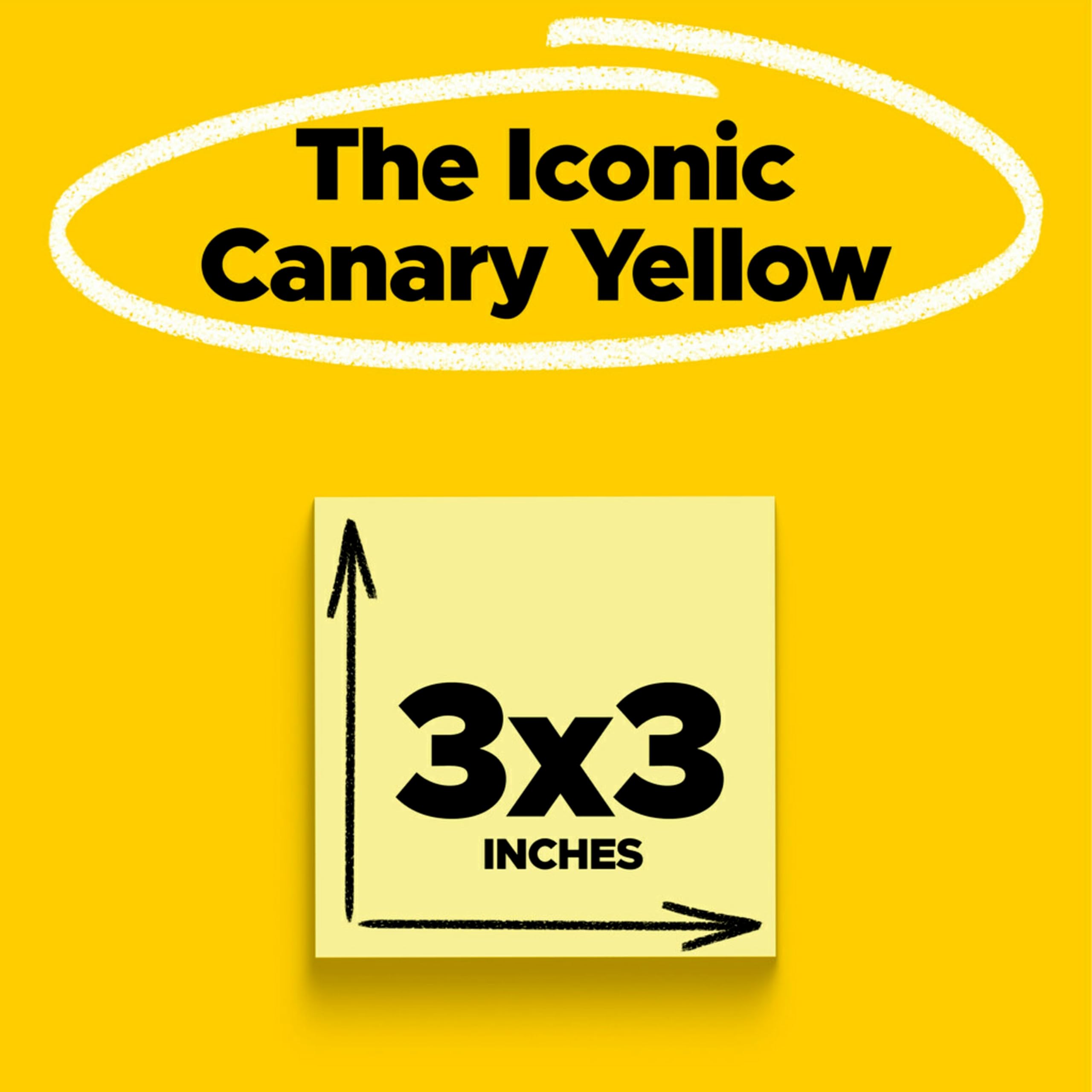 Post-it Notes, 3x3 in, 18 Pads, America's #1 Favorite Sticky Notes, Canary Yellow, Clean Removal, Recyclable (654-14+4YW)