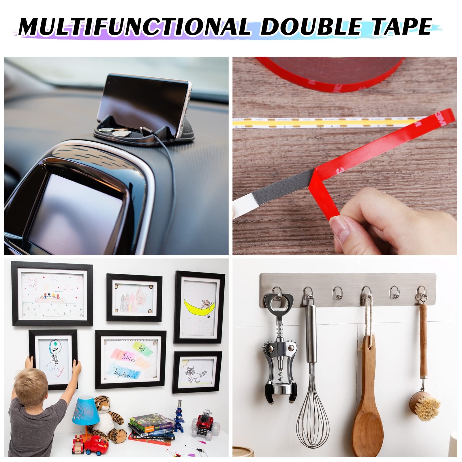 Double Sided Tape, Heavy Duty Mounting Tape, 33FT x 0.4IN Adhesive Foam Tape 3M Quality for Home Office Car Automotive Decor
