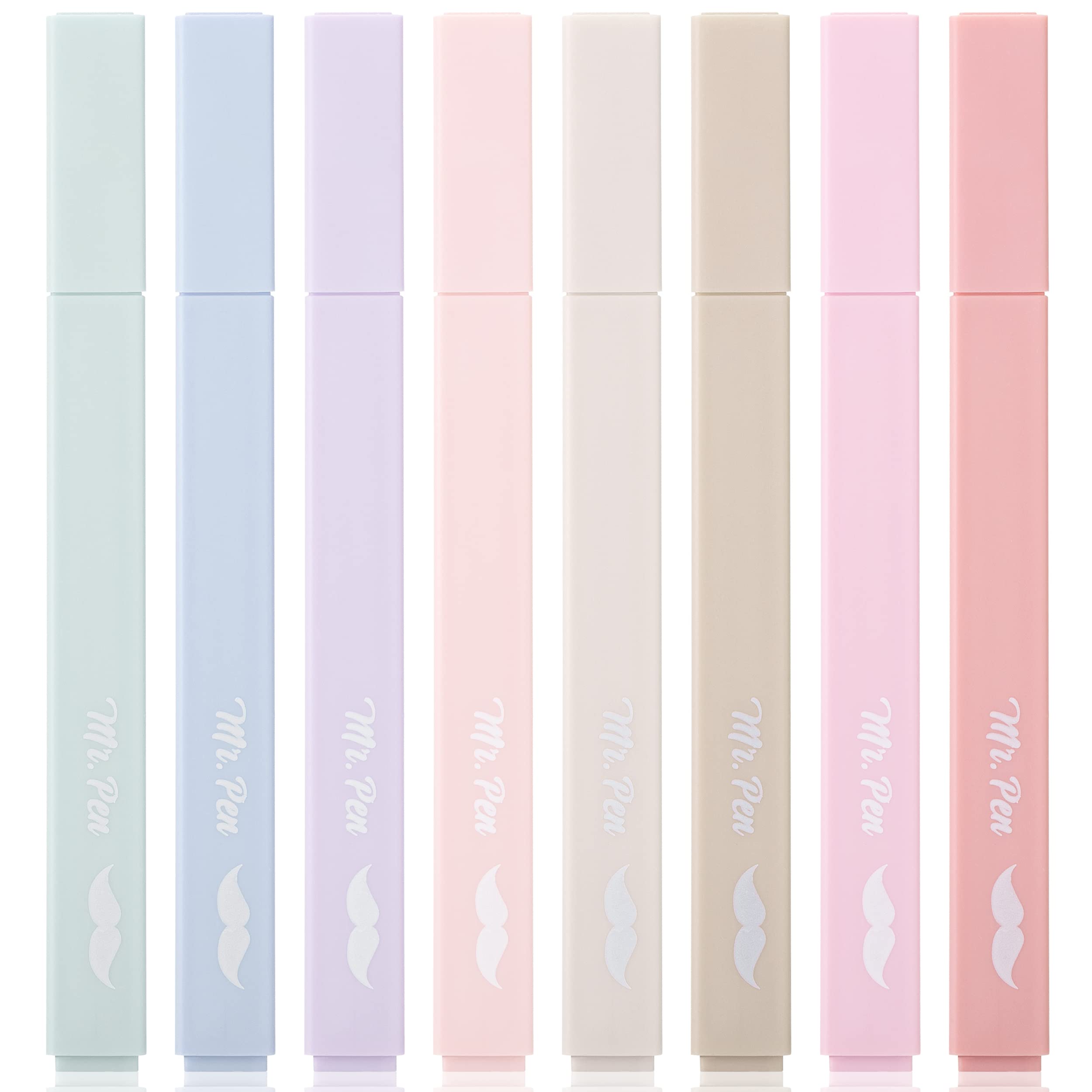 Mr. Pen- Aesthetic Highlighters, 8 Pcs, Chisel Tip, Muted Pastel Color, No Bleed Bible Highlighter Pastel, Highlighters Assorted Colors, Pastel Highlighter Set, Aesthetic School Supplies