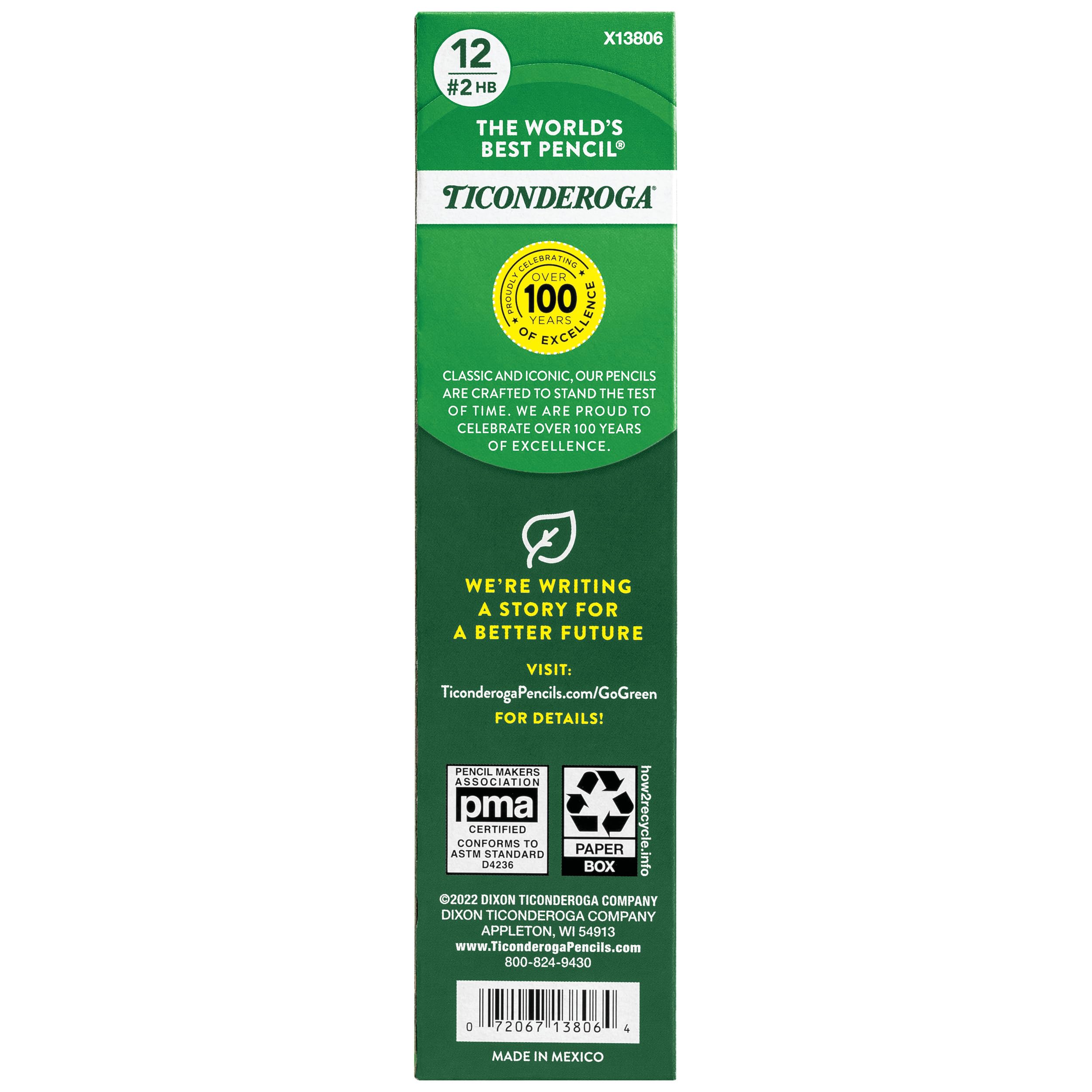 Ticonderoga Pencils, Pre-Sharpened, #2 Soft Lead, Yellow Barrel, Box Of 12