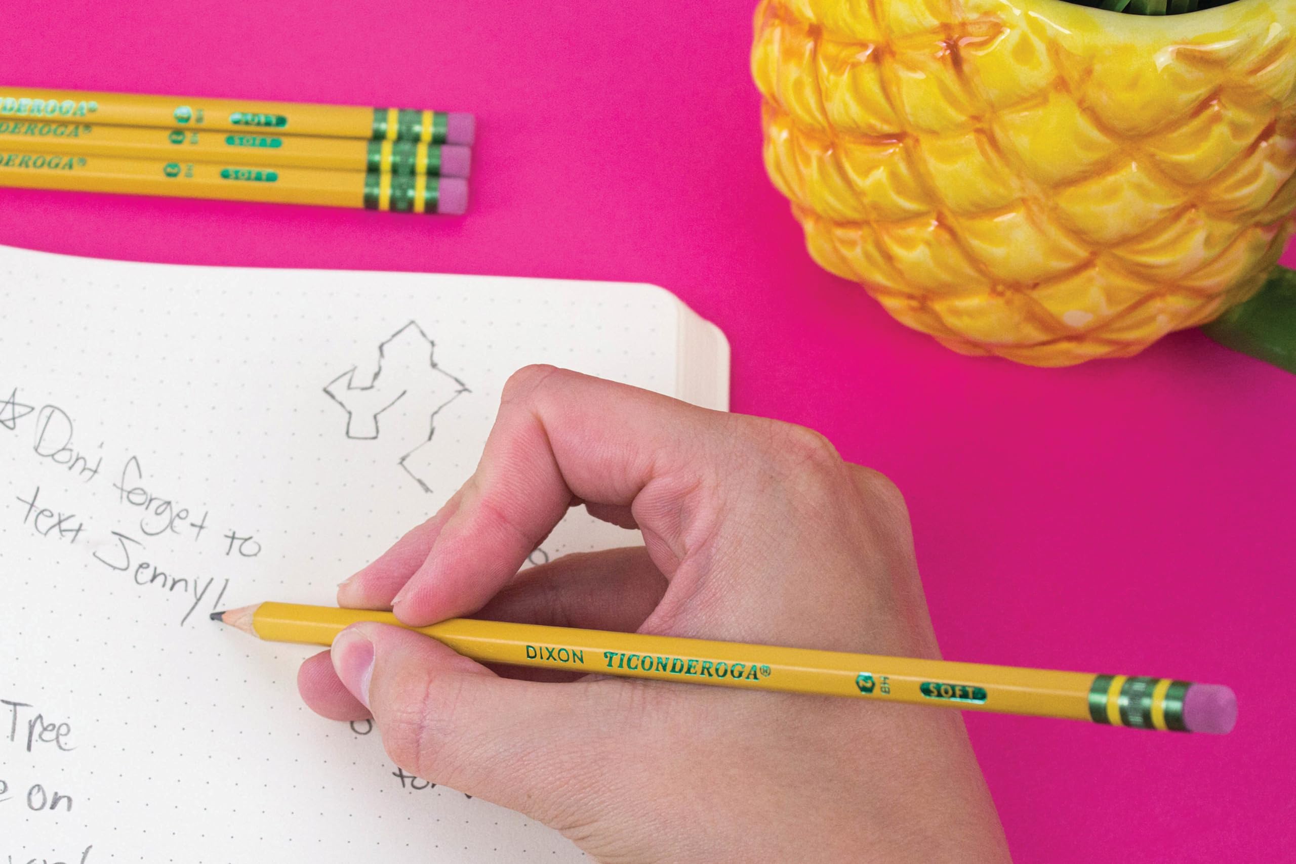 Ticonderoga Pencils, Pre-Sharpened, #2 Soft Lead, Yellow Barrel, Box Of 12