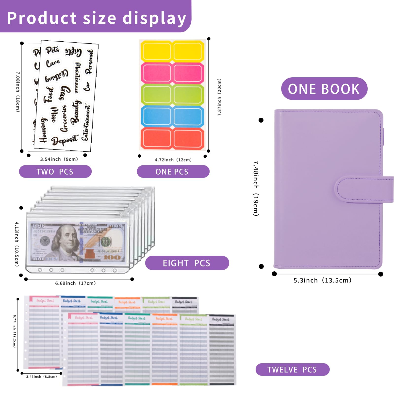 NICOOTH Budget Binder Cash Envelopes for Budgeting Money Organizer for Cash Money Envelopes for Cash Leather A6 Budget Binder with Zipper envelopes