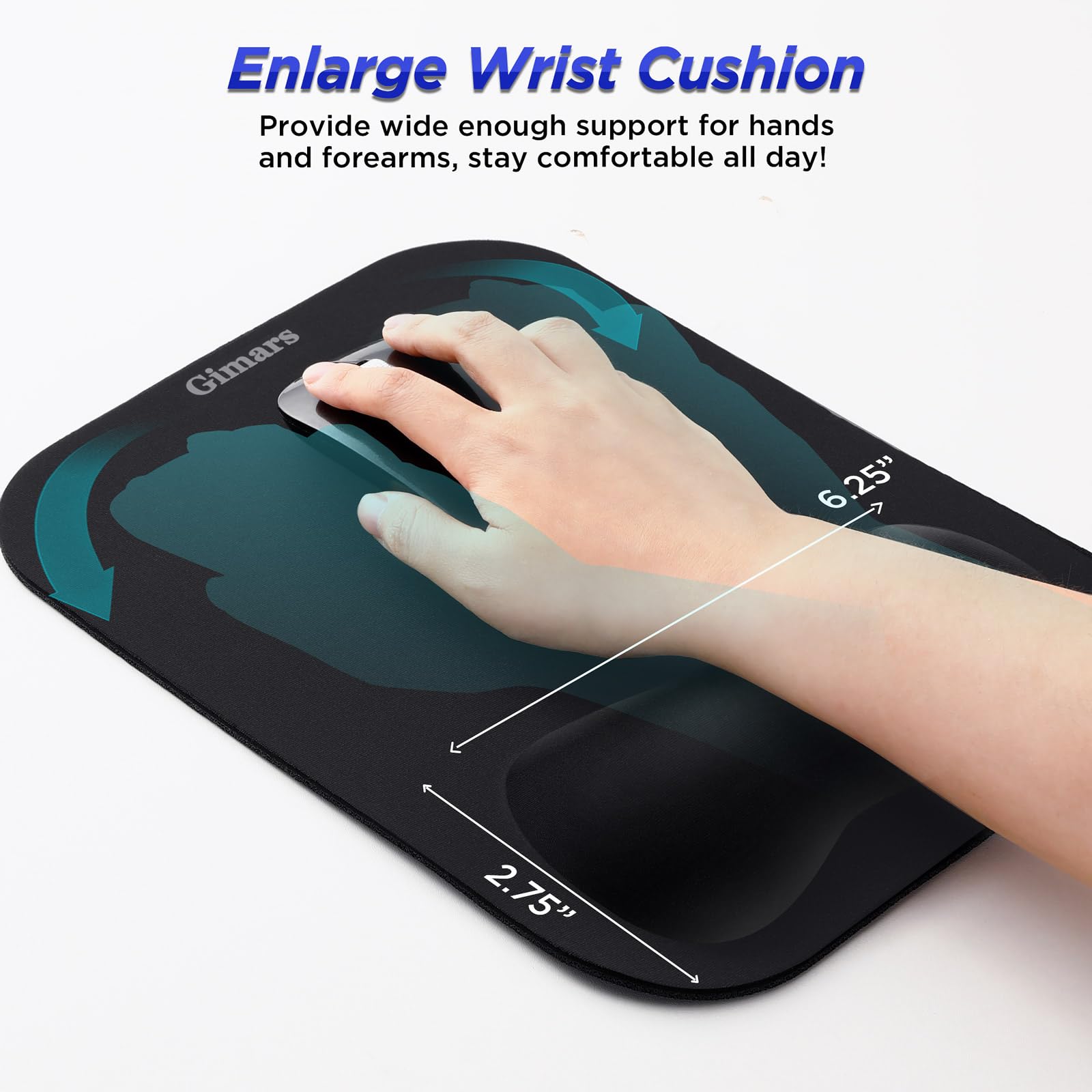 Gimars Large Smooth Superfine Fibre Memory Foam Ergonomic Mouse Pad Wrist Rest Support - Mousepad with Nonslip Base for Laptop, Computer, Gaming & Office