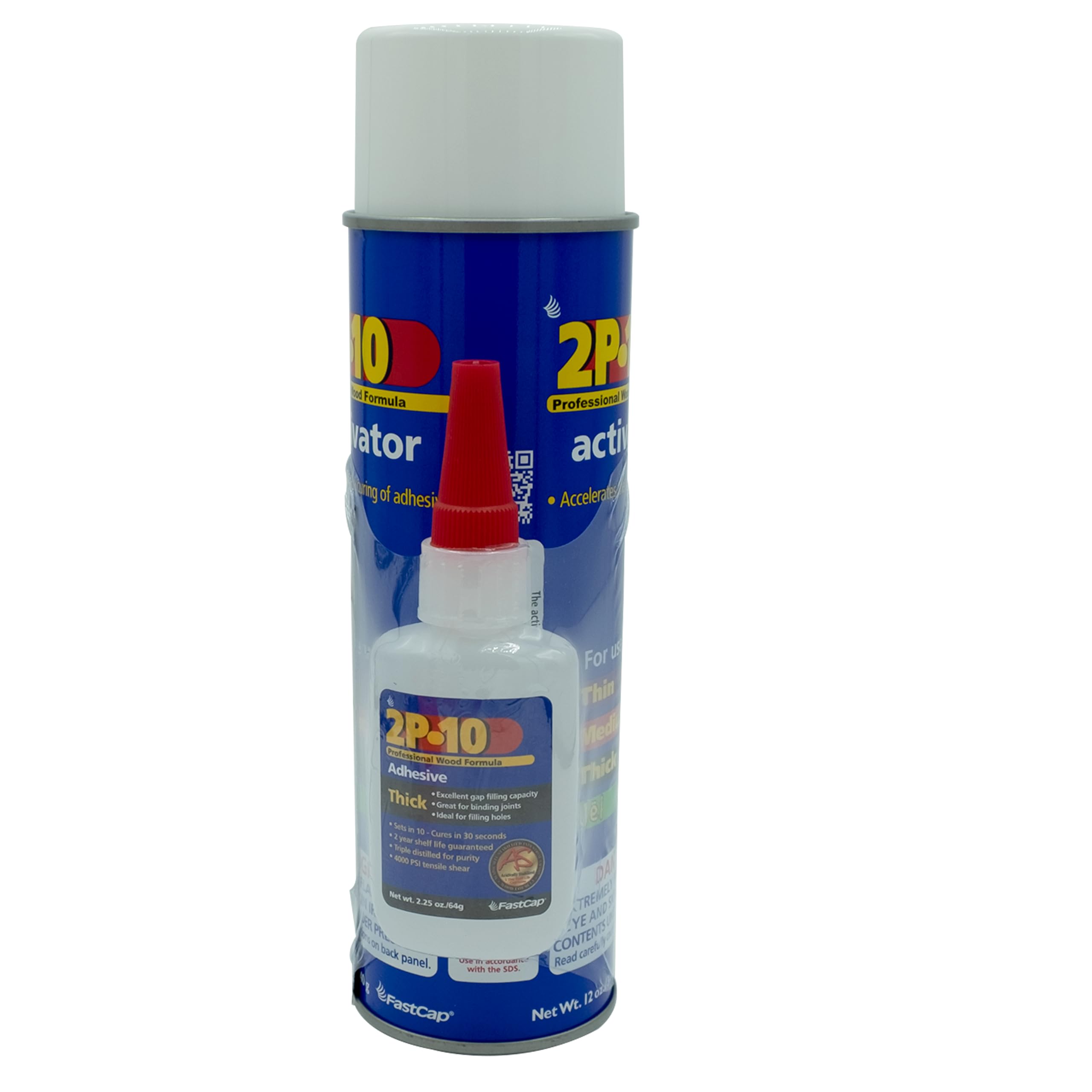 FastCap 2P-10 Super Glue Adhesive 2.25 Ounce Thick and 12 Ounce Activator Combo Pack, 1 Pack (Combo)