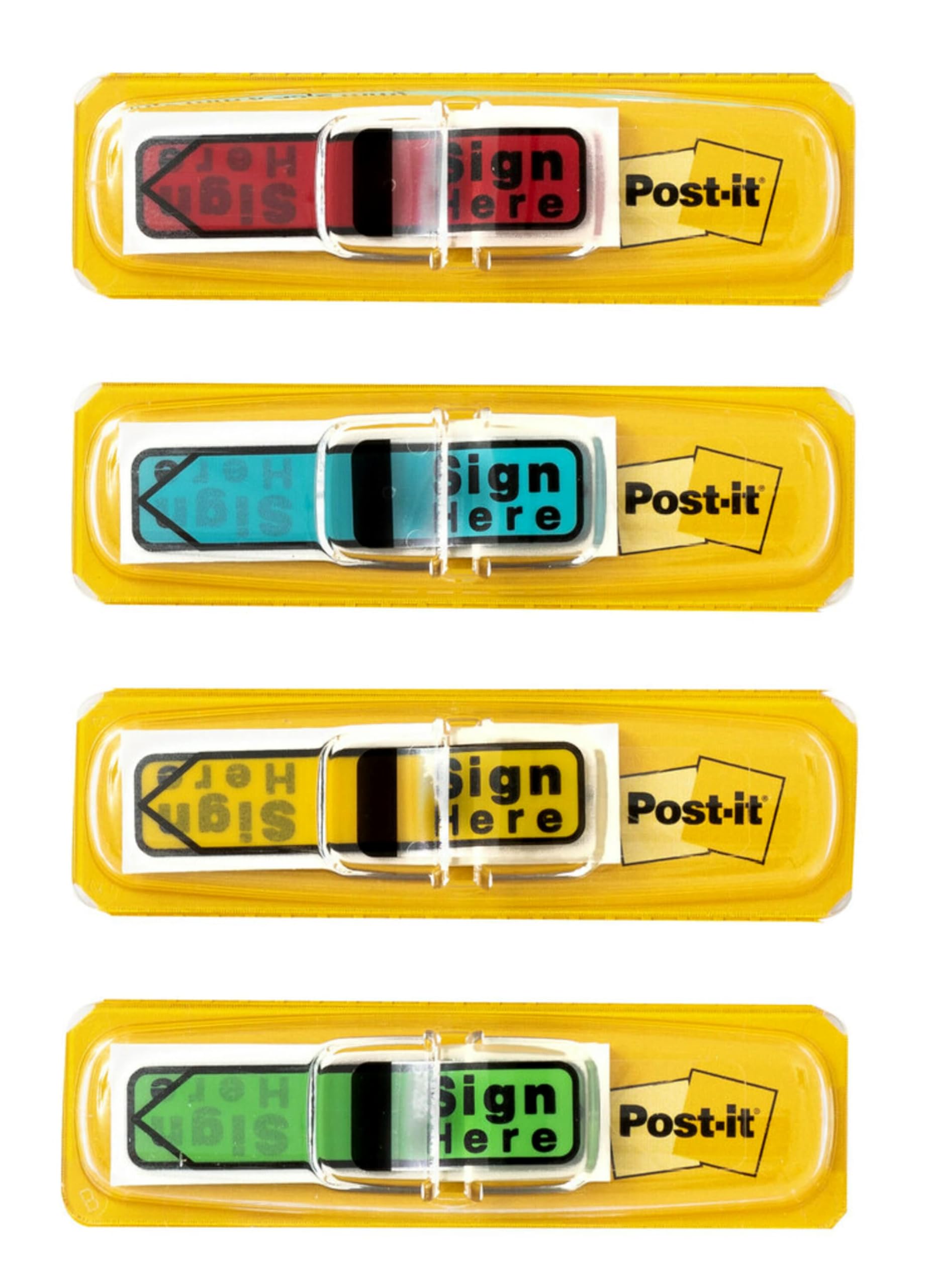 Post-it Message "Sign Here" Flags, 30/Dispenser, 4 Dispensers/Pack, .47 in Wide, Assorted Colors (684-SH)