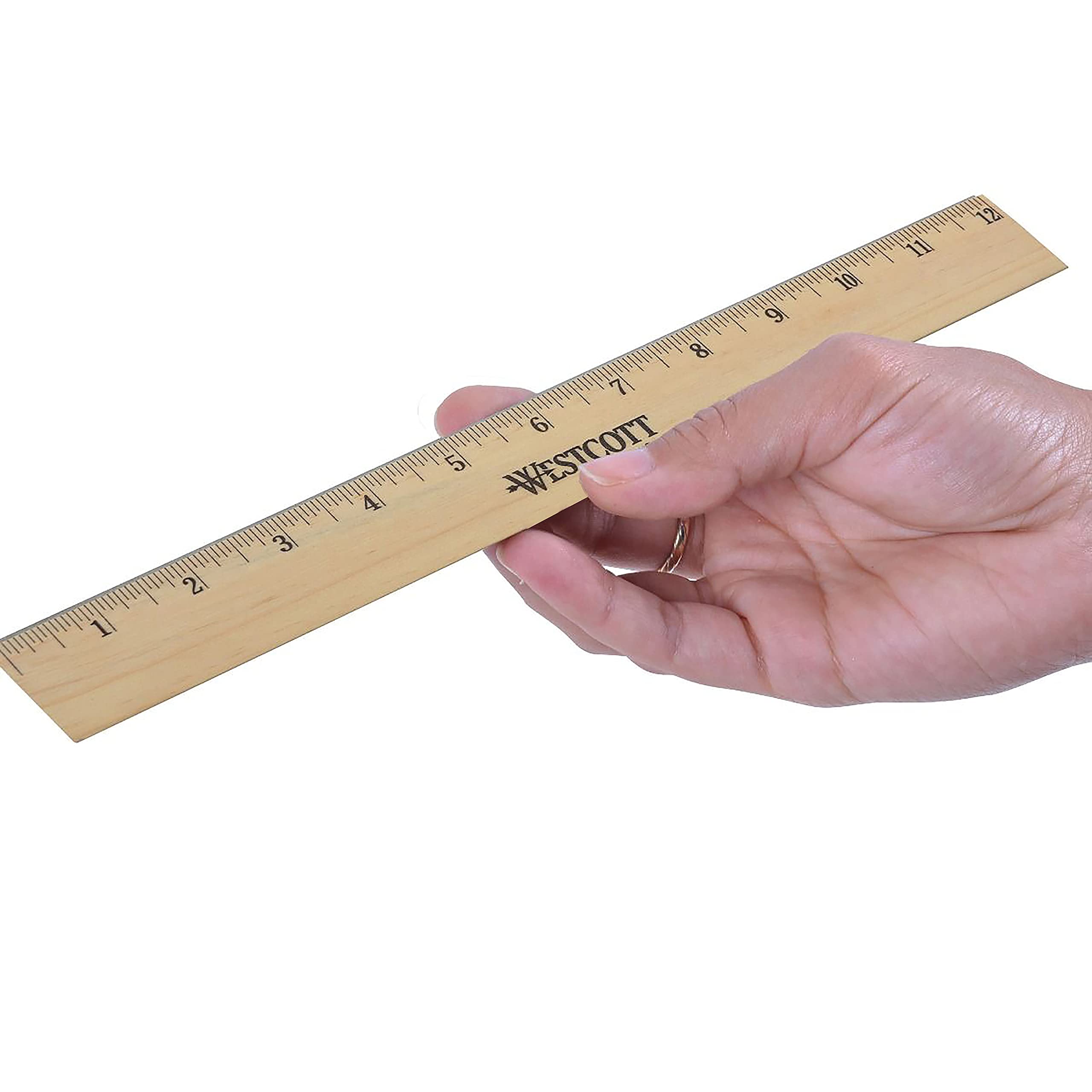 Westcott Wood 12" School Ruler Scaled in 1/16" (103810), Assorted Colors, Letter (10381)