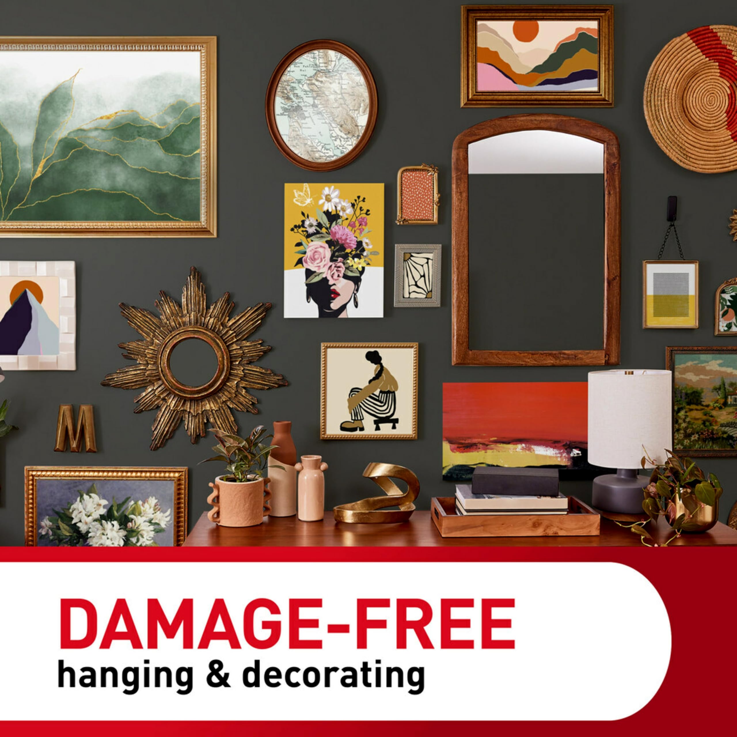 Command Large Picture Hanging Strips, Damage Free Hanging Picture Hangers, No Tools Wall Hanging Strips for Christmas Decorations, 20 Black Adhesive Strip Pairs (40 Command Strips)
