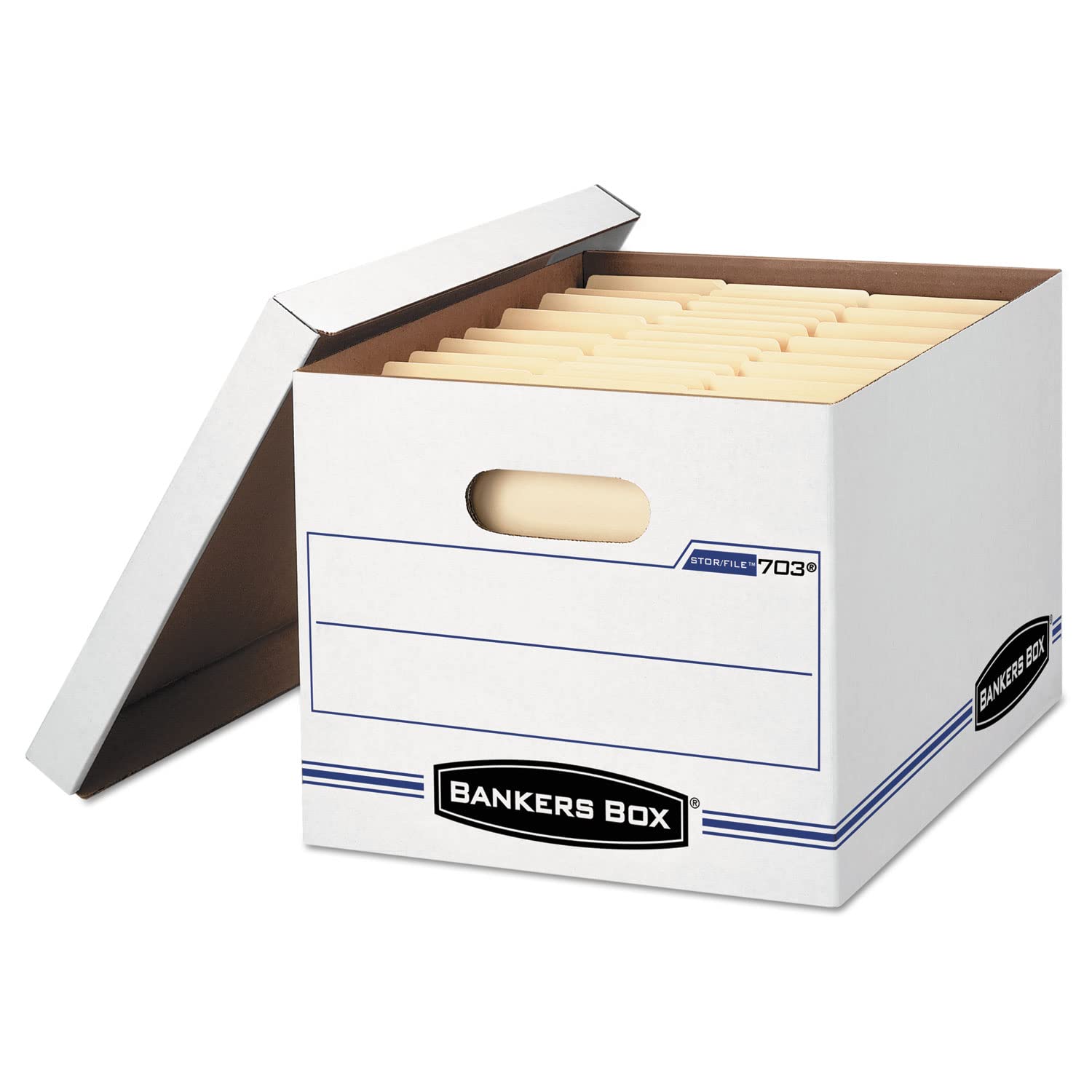 Bankers Box STOR/FILE Storage Boxes, Standard Set-Up, Lift-Off Lid, Letter/Legal, Case of 12 (00703)