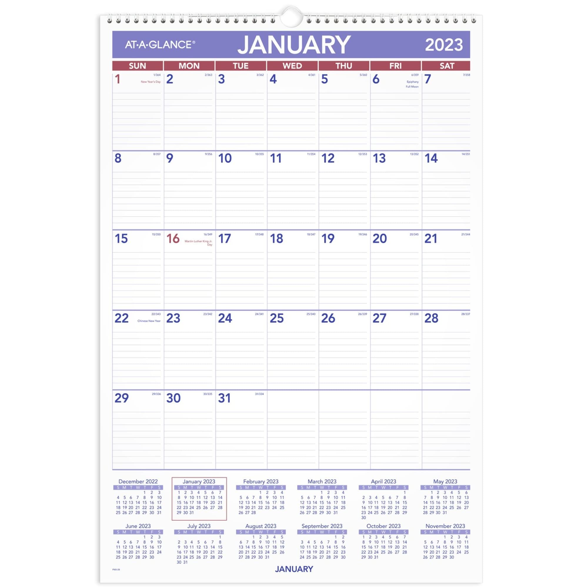 AT-A-GLANCE 2023 Wall Calendar, 20" x 30", Extra Large, Spiral Bound, Monthly (PM428)