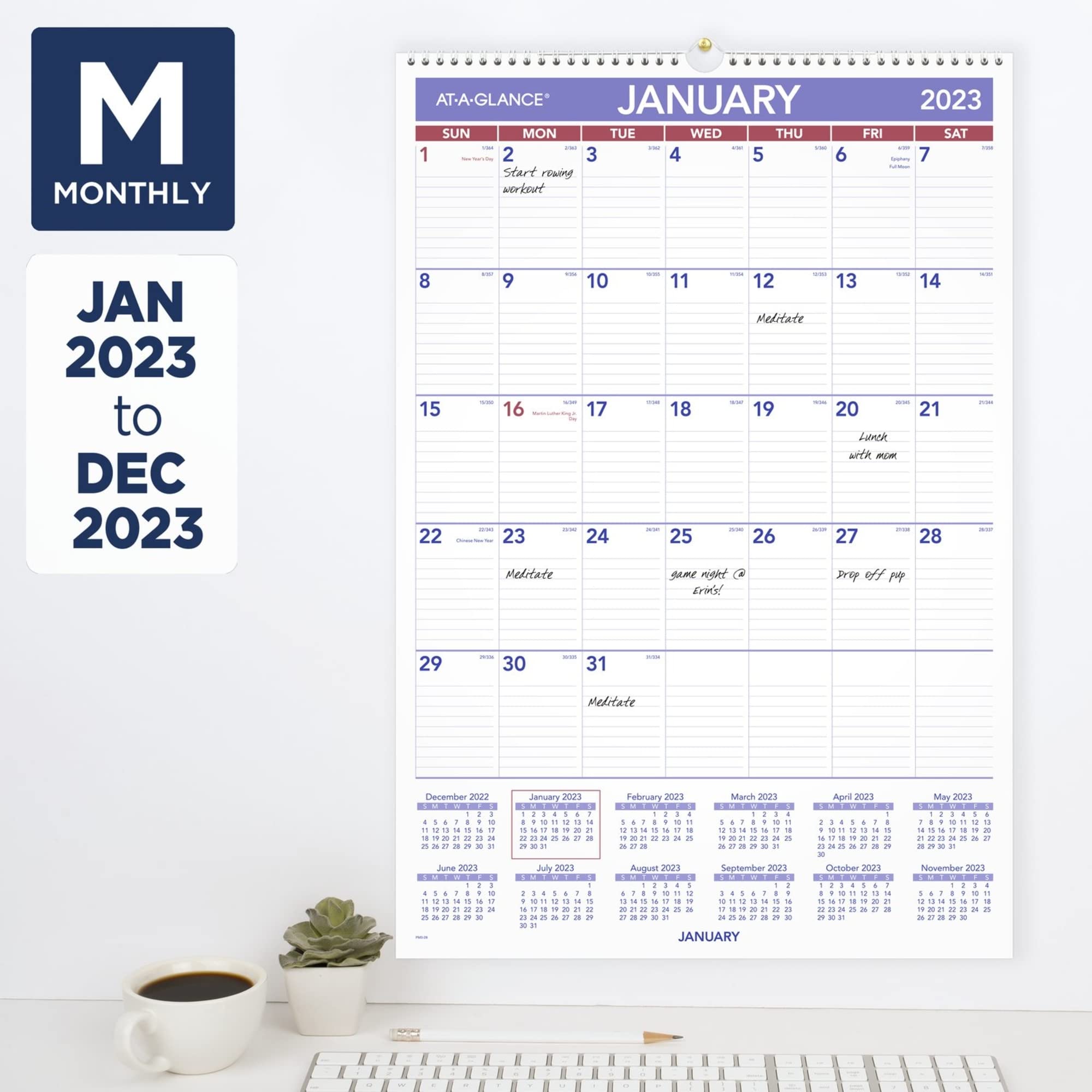 AT-A-GLANCE 2023 Wall Calendar, 20" x 30", Extra Large, Spiral Bound, Monthly (PM428)