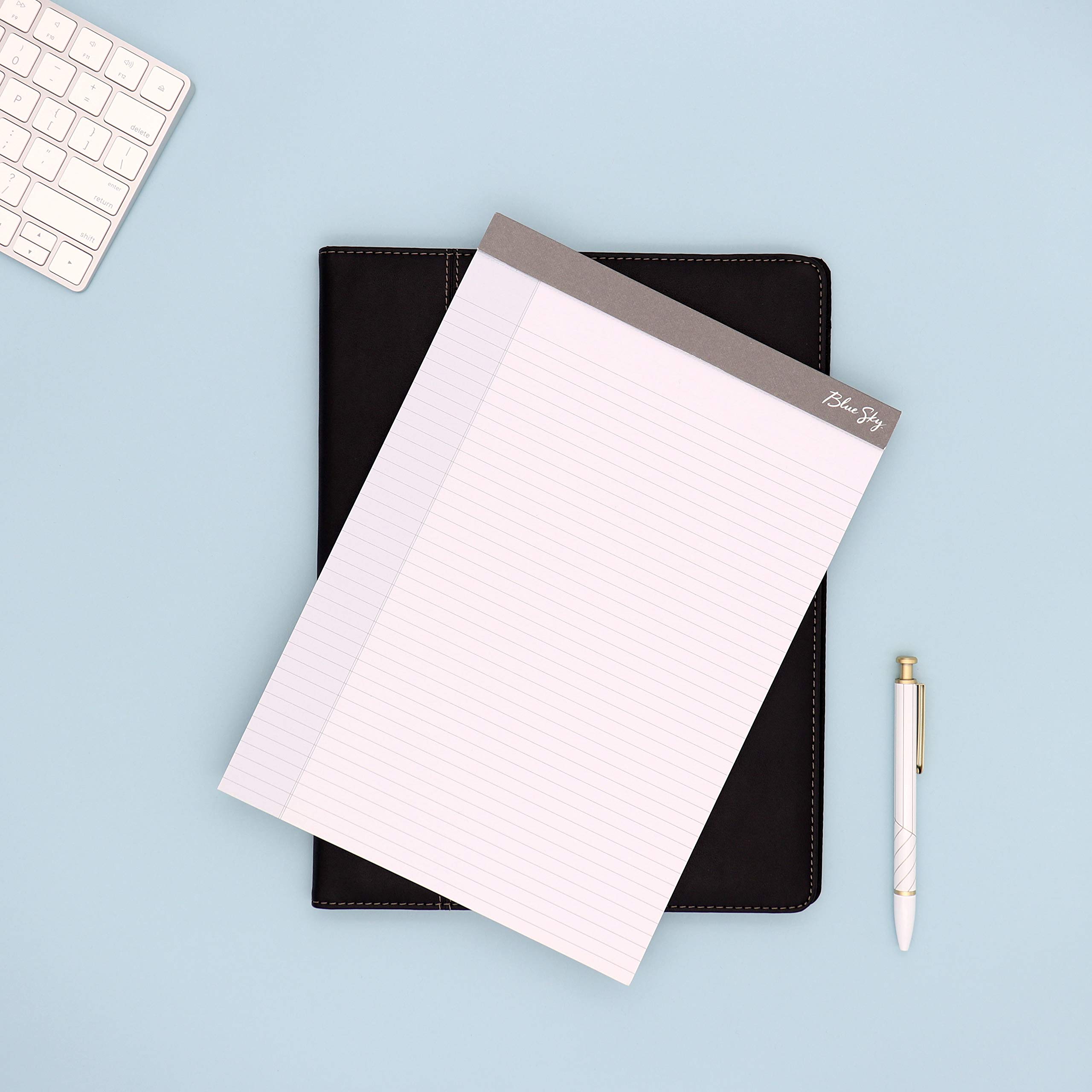 Blue Sky Professional Padfolio, 9.5" x 12", Textured Faux Leather Cover, Black, 8.5β x 11" Paper Notepad Included, 14714