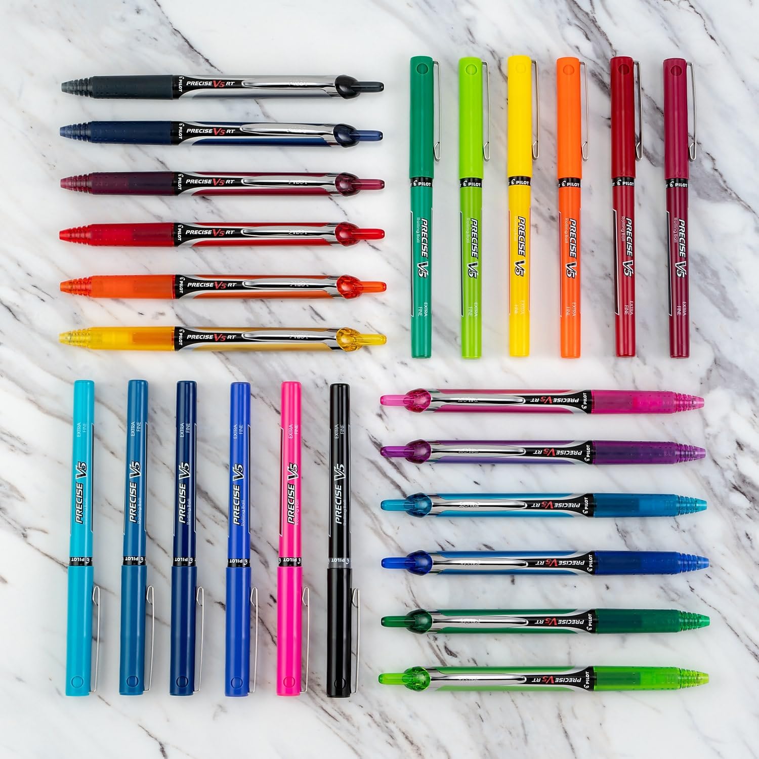 PILOT Precise V5 RT Refillable & Retractable Liquid Ink Rolling Ball Pens, Extra Fine Point (0.5mm) Black Ink, 3-Pack (26052)