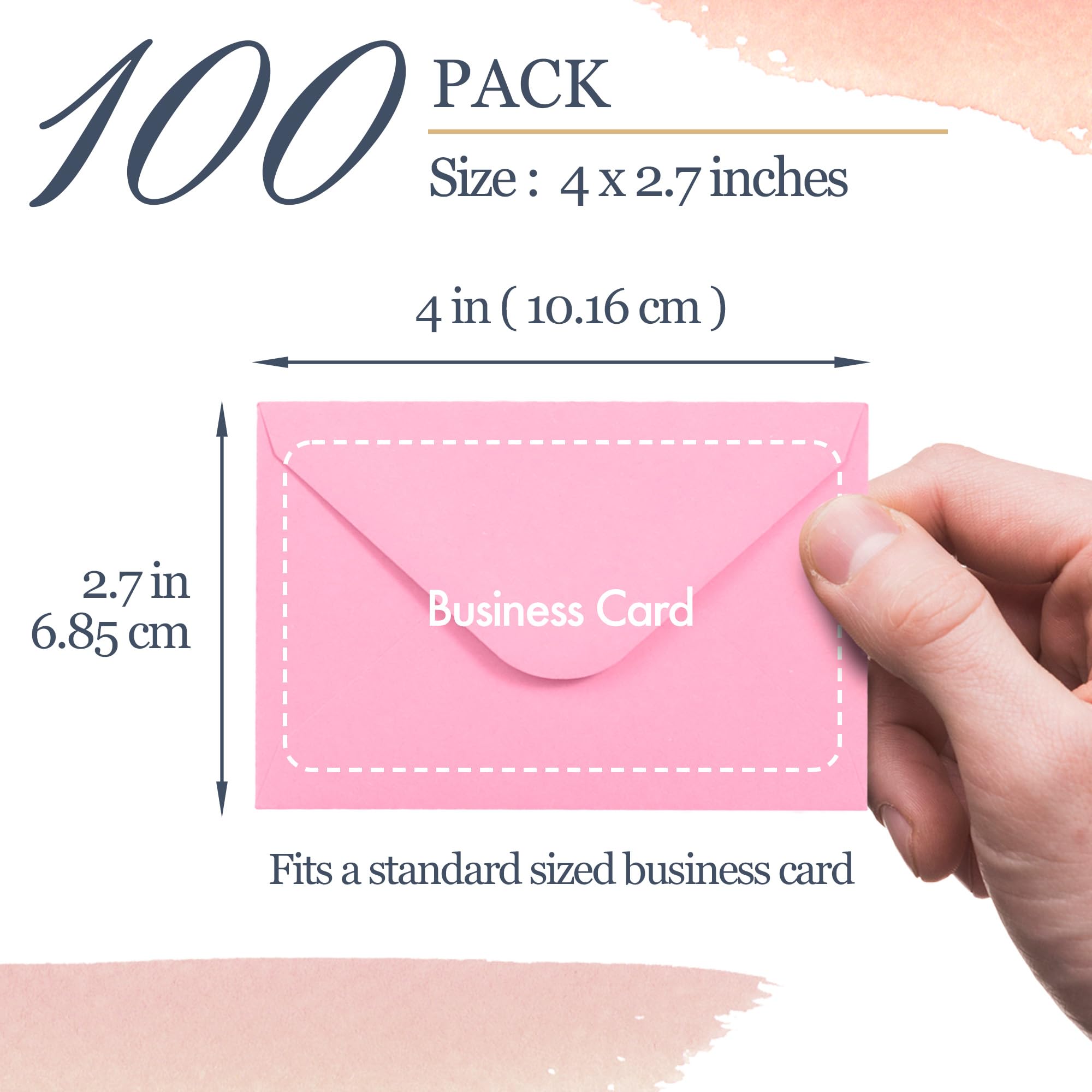 Gift Card Envelopes - 100-Count Mini Envelopes, Paper Business Card Envelopes, Bulk Tiny Envelope Pockets for Small Note Cards, 10 Colors, 4 x 2.7 Inches