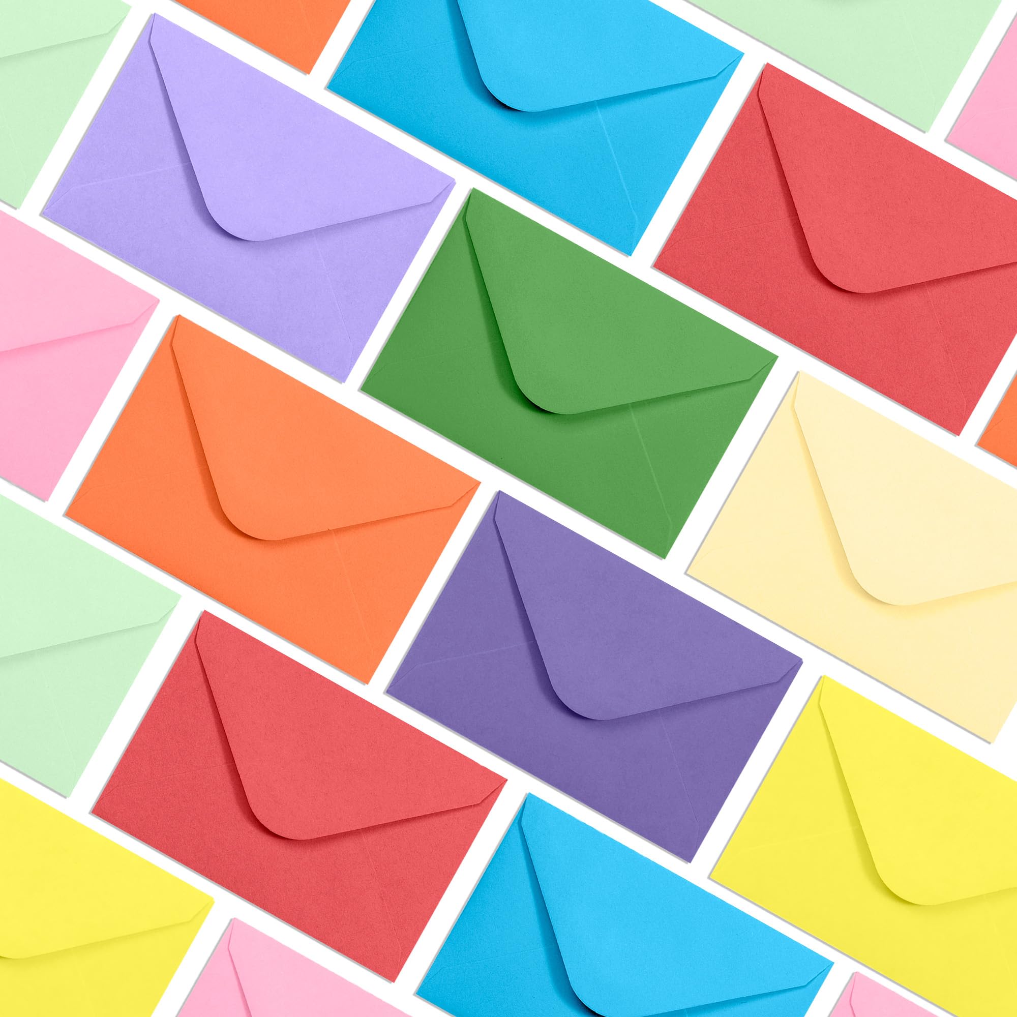 Gift Card Envelopes - 100-Count Mini Envelopes, Paper Business Card Envelopes, Bulk Tiny Envelope Pockets for Small Note Cards, 10 Colors, 4 x 2.7 Inches