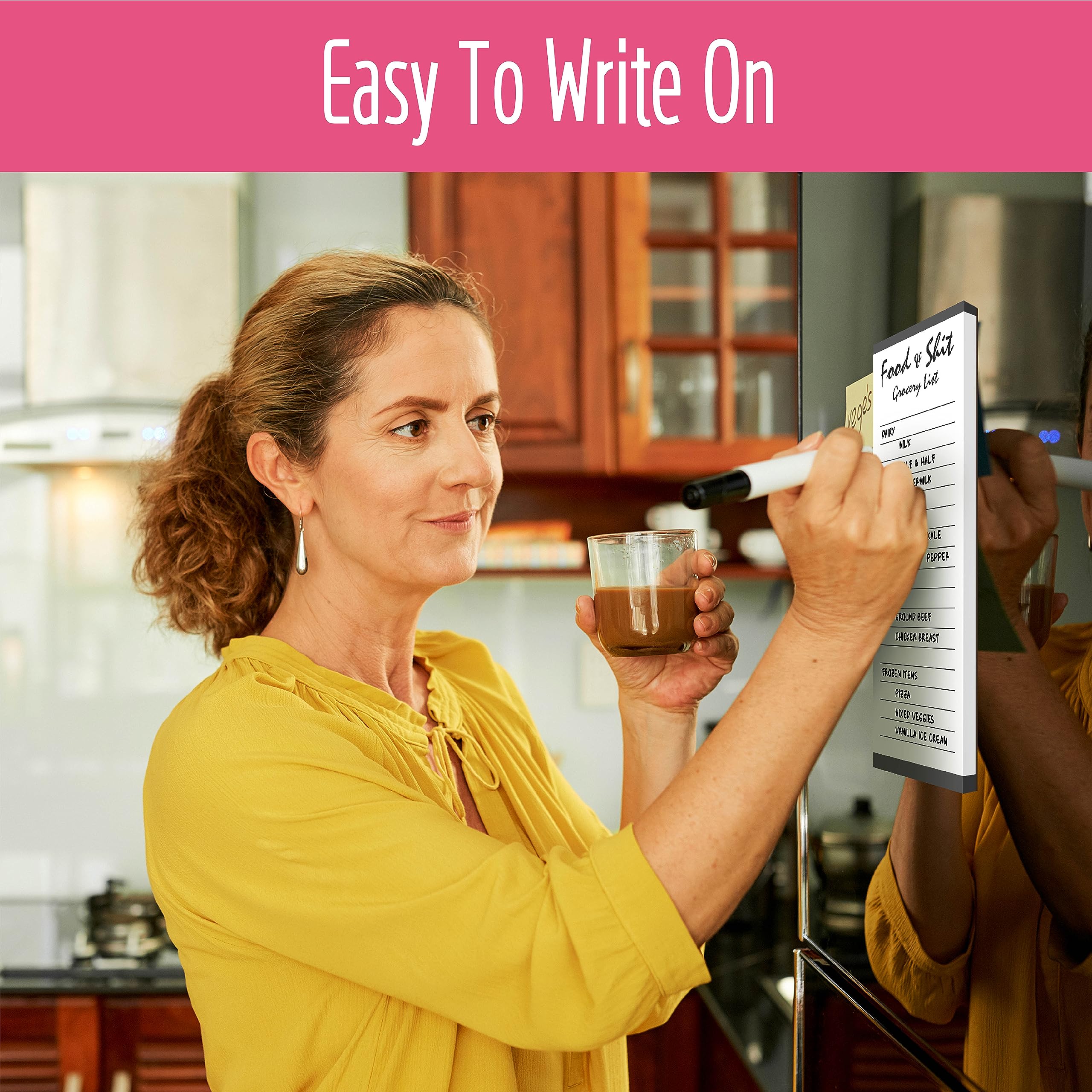 100 Pages Food&Shit Magnetic Back Funny Grocery List Planner Note Pad To Do List for Fridge Locker (3" x 8")